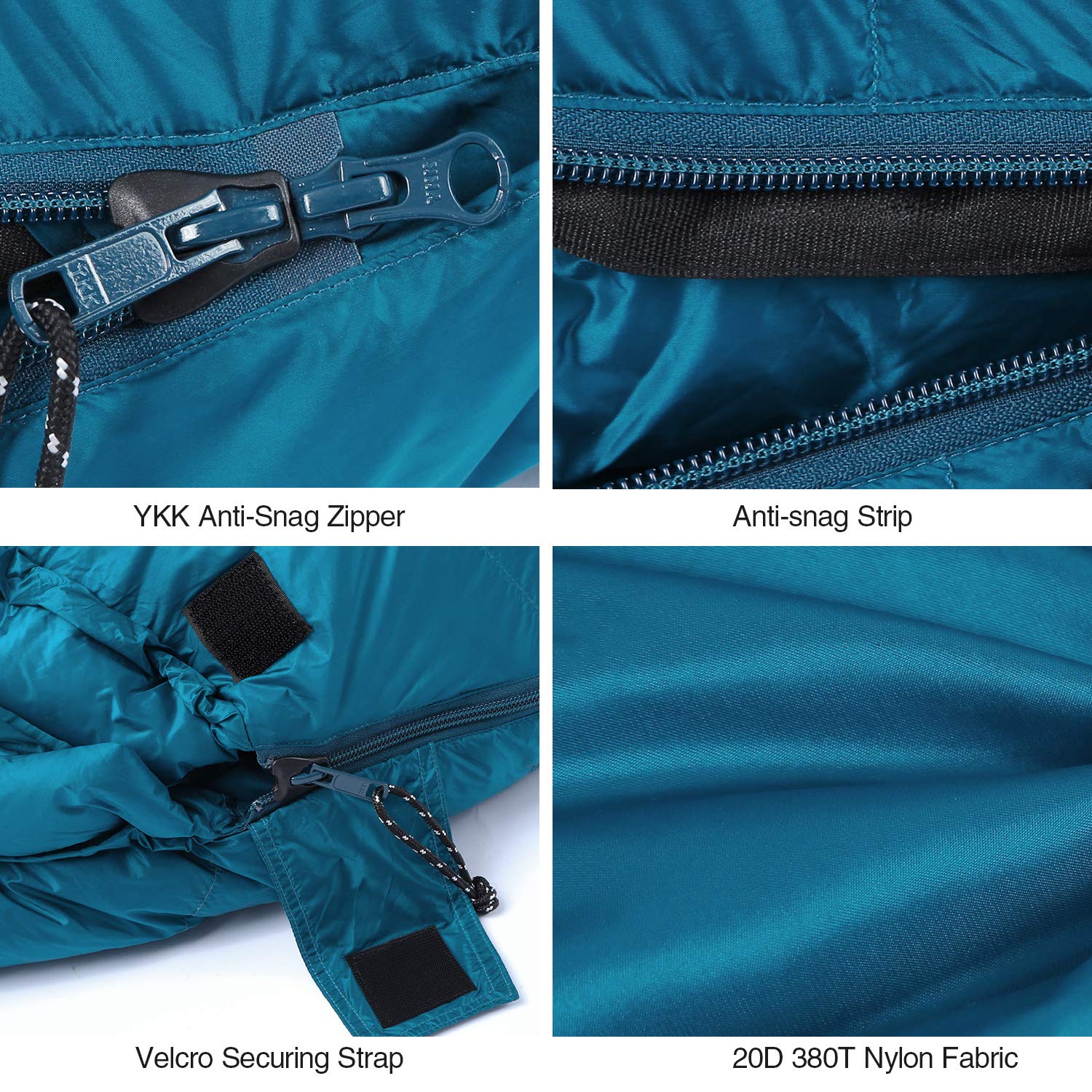 REDCAMP Mummy Goose Down Sleeping Bag Ultralight for Backpacking, 59 Degree F 800 Fill 3 Season Sleeping Bag for Camping Hiking, Cyan