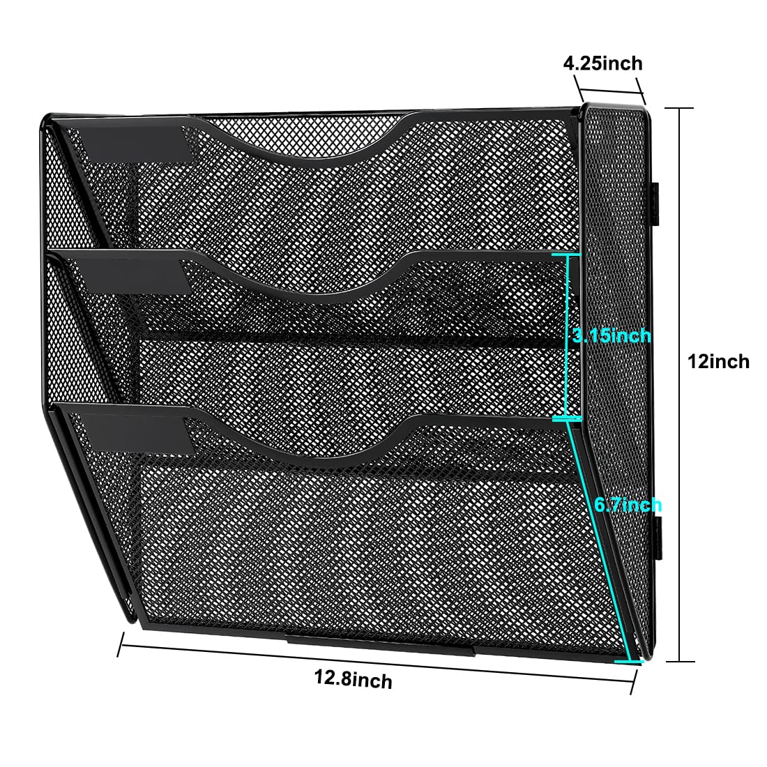 PAG Hanging Wall File Holder,6 Tier Mesh Mail Sorter for Wall,Office Metal Wall Organizer For Papers,Folders,Files Clipboard & Magazine,Black