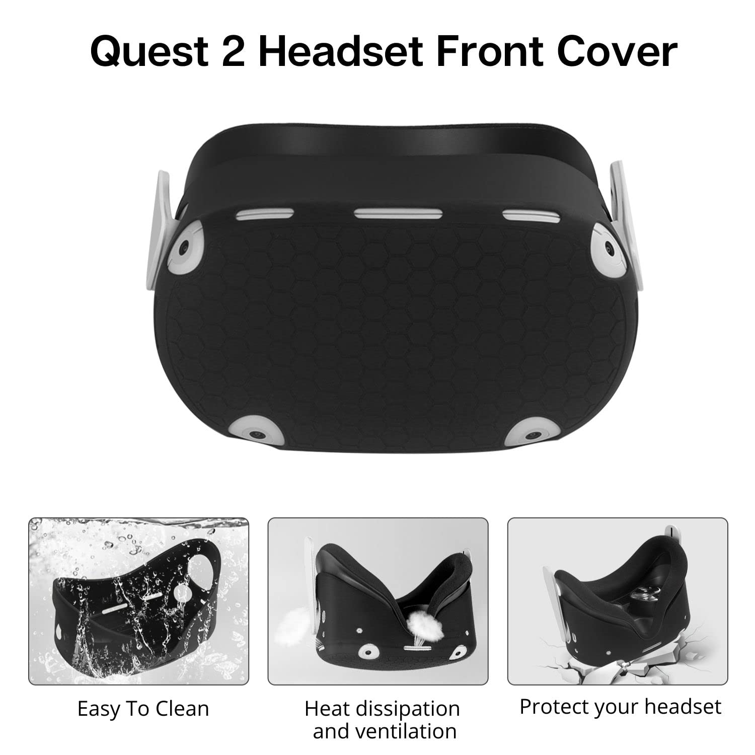TNP Silicone Cover Set for Oculus Quest 2 Meta Quest 2 Controller Protector Black 4 in 1 Silicone VR Face Cover, Protective Lens Cover, VR Headset Skin Shell Accessories for Oculus Quest 2