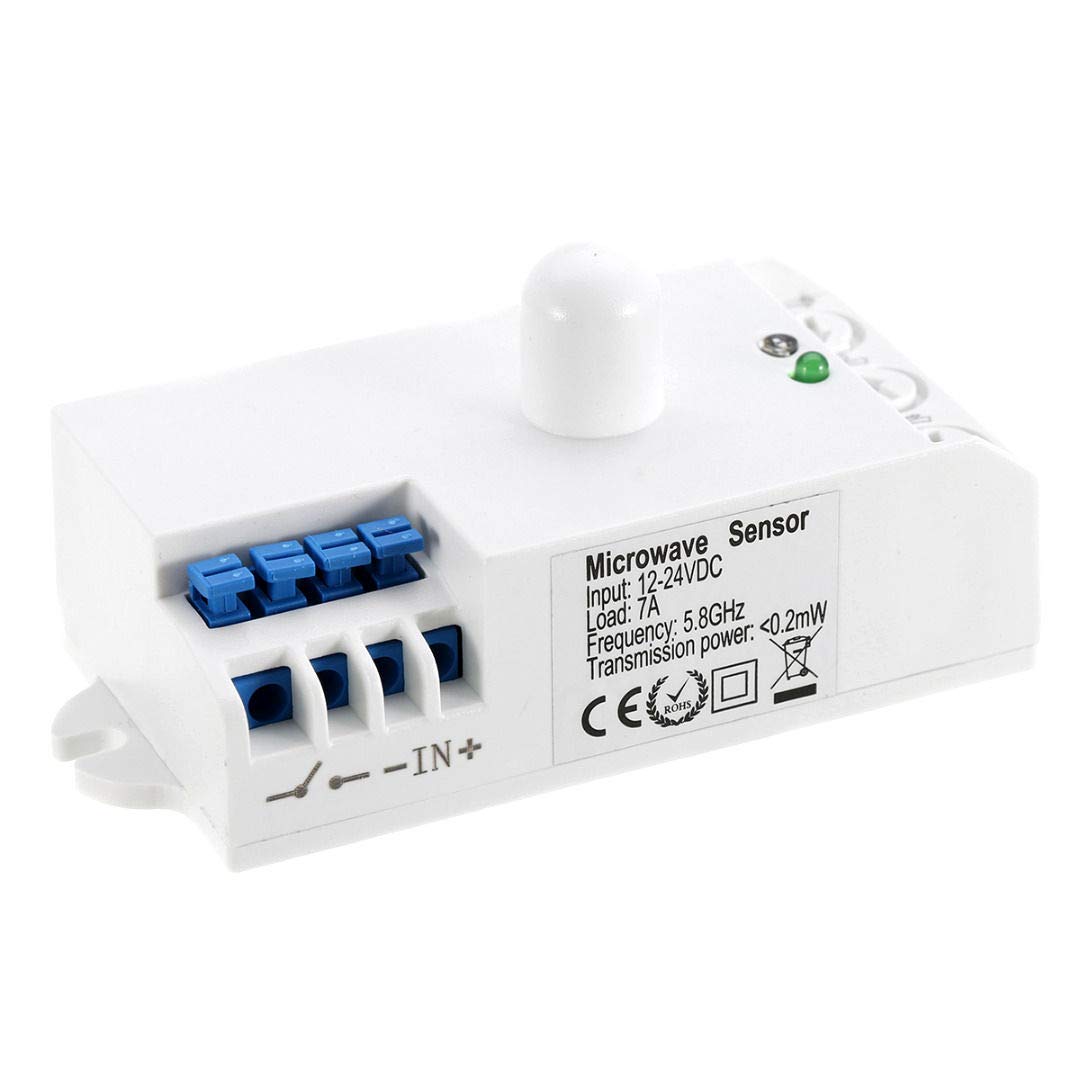 Ologymart DC 12V-24V 5.8GHz Microwave Radar Motion Sensor Body Motion Sensor Induction Switch for LED Light Switch