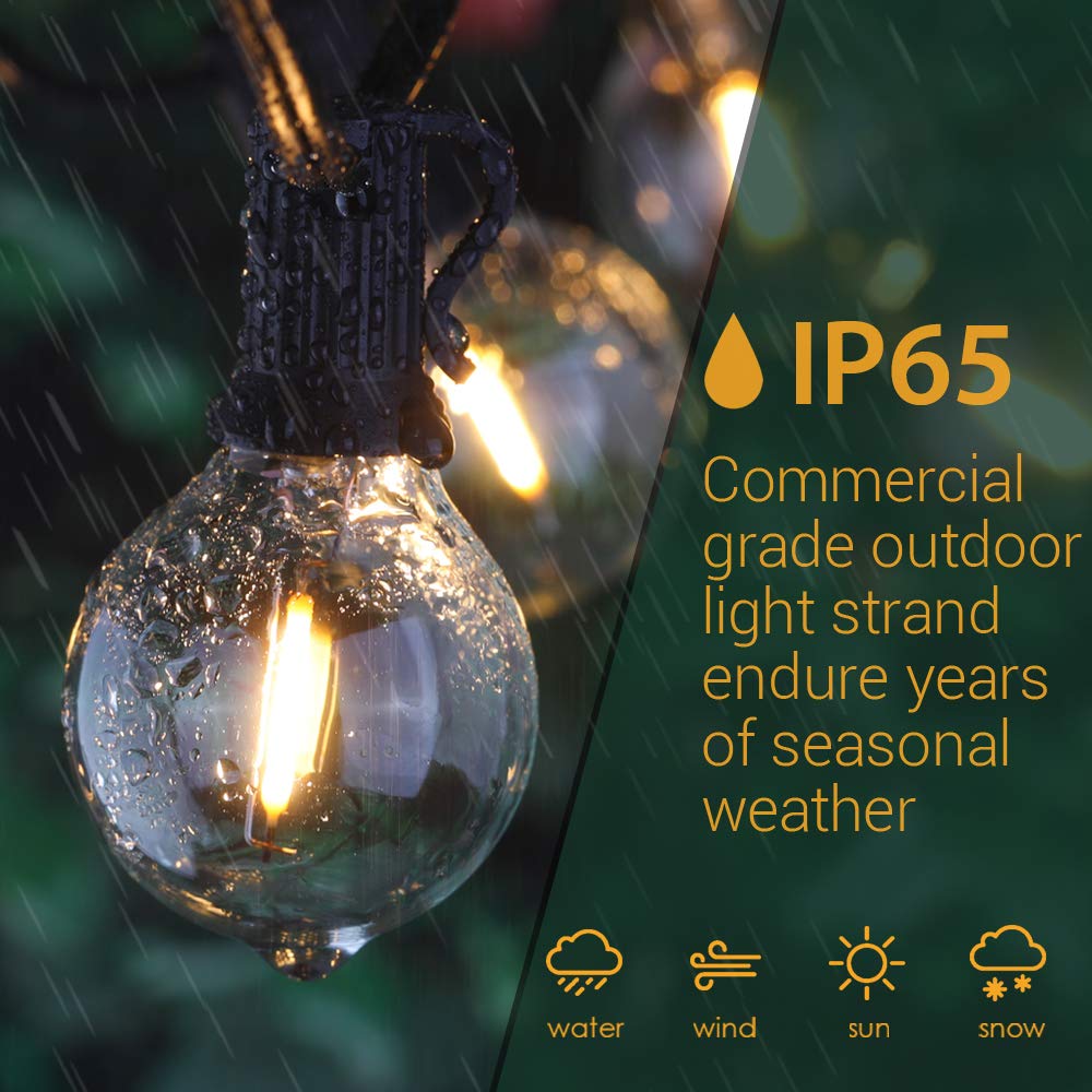 Novtech LED Outdoor String Lights G40 Globe String Lights 32FT with 30 Bulbs, Waterproof Patio String Lights Outdoor Decorative String Lights for Home Backyard Garden Patio, UL Standard, Warm White