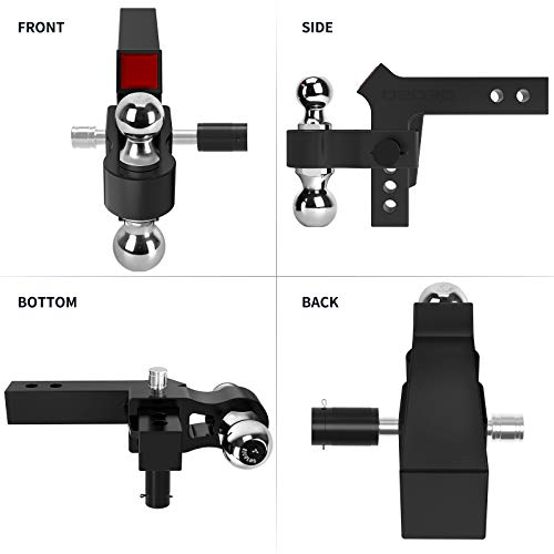 OEDRO Adjustable Trailer Hitch, 6 Inch Drop Hitch Ball Mount Fits 2 Inch Receiver, Forged Aluminum Towing Hitch, 2" & 2-5/16" Tow Balls with Double Pin Key Locks, 14,500lbs.