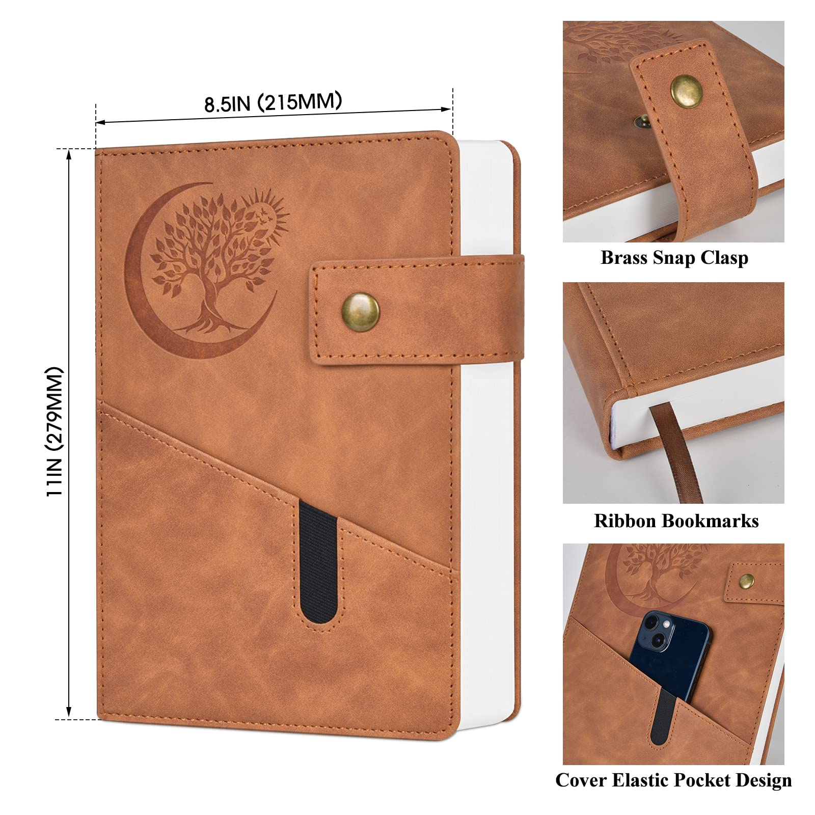 PAIBAS 365 Page Thick Lined Journal Notebook for Men Women, A4 Large Leather Journals for Writing, Hardcover Notebooks for Work, School, Note Taking, Business, Travel Diary, College Ruled 8.5" x 11"