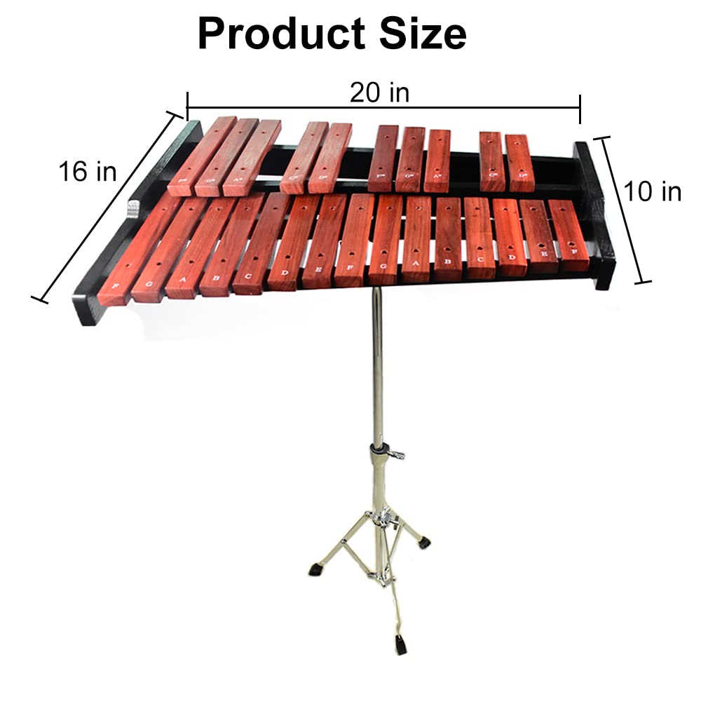 TNZMART 25 Note Xylophone Wooden Glockenspiel Xylophone with Mallet Professional Percussion Instrument (Xylophone with stand)