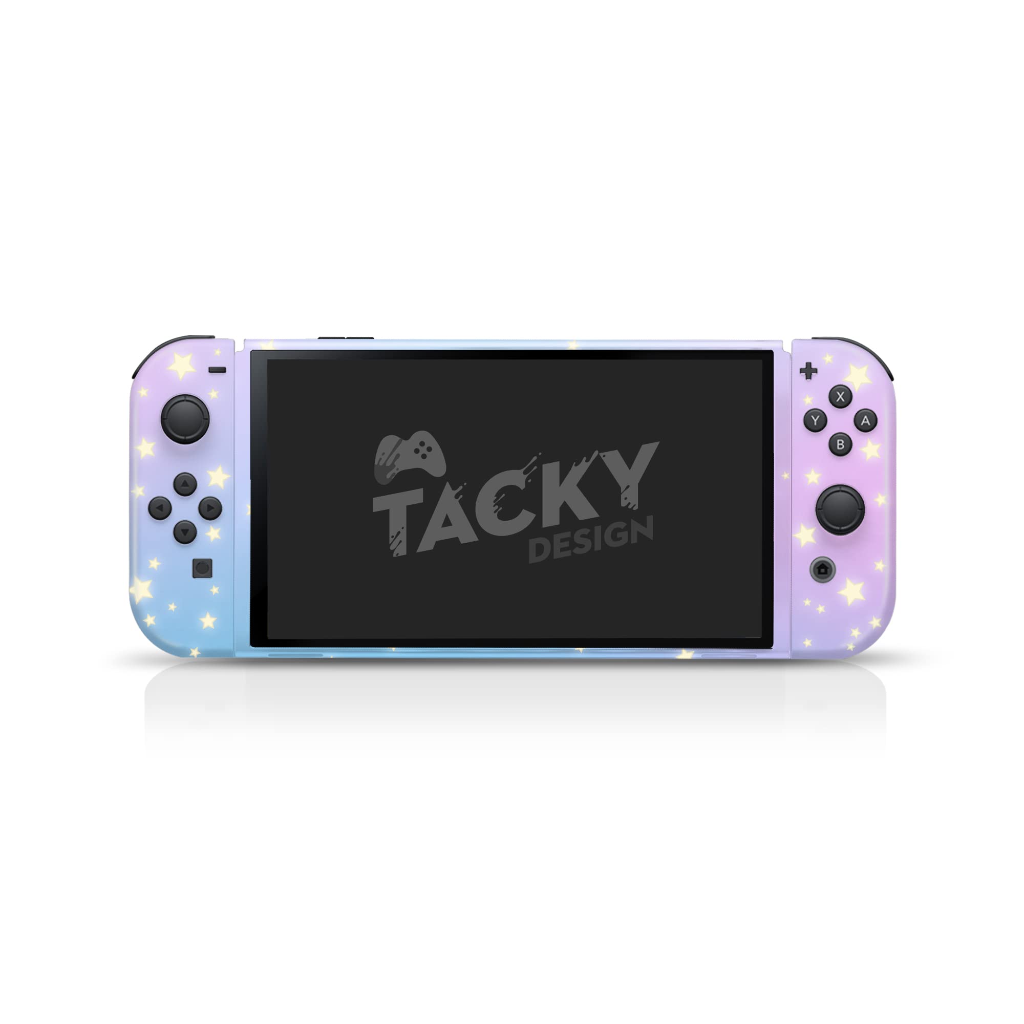 Tacky Design BlueClouds skin for Nintendo Switch OLED Skin - Vinyl 3M Stickers set - Cute Moon skin Compatible with Nintendo Switch OLED Skin Joy Con, Console, Dock - Decal Full Wrap