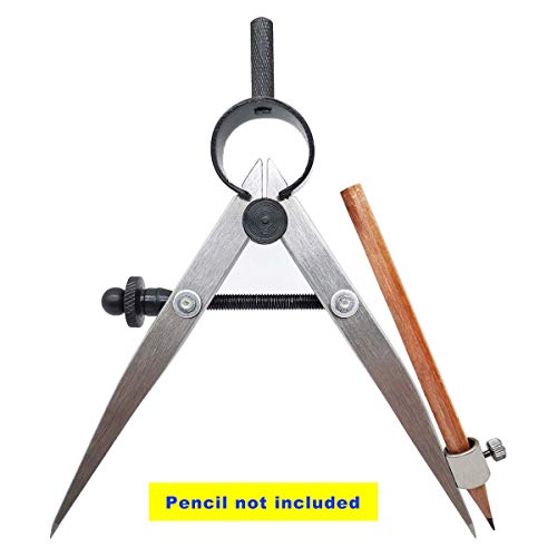ZLKSKER 4/10 inch Woodworking Compass with Pencil Holder, Precision Spring Divider/Scriber, All Metal Compass for Leather Work Metalworking (4 inch)