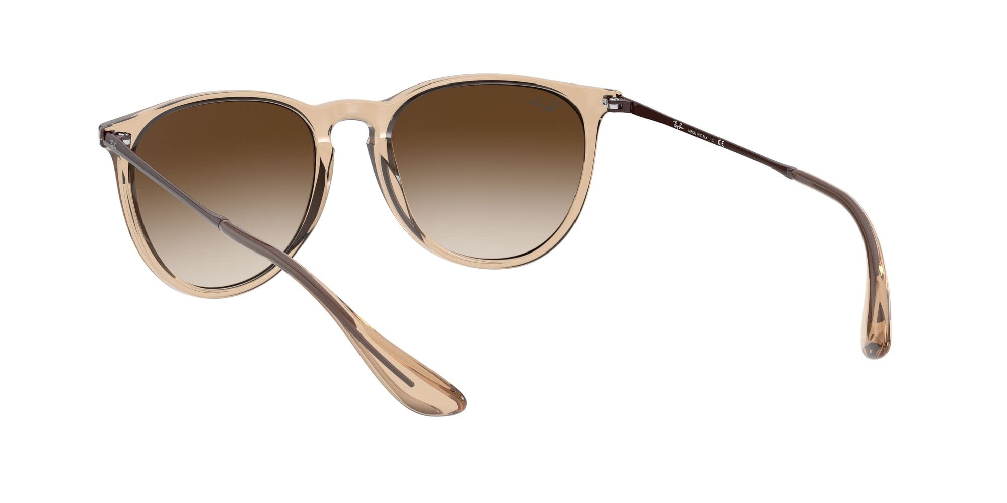 Ray-Ban RB4171F Erika Low Bridge Fit Round Sunglasses, Transparent Light Brown/Brown Gradient Dark Brown, 54 mm