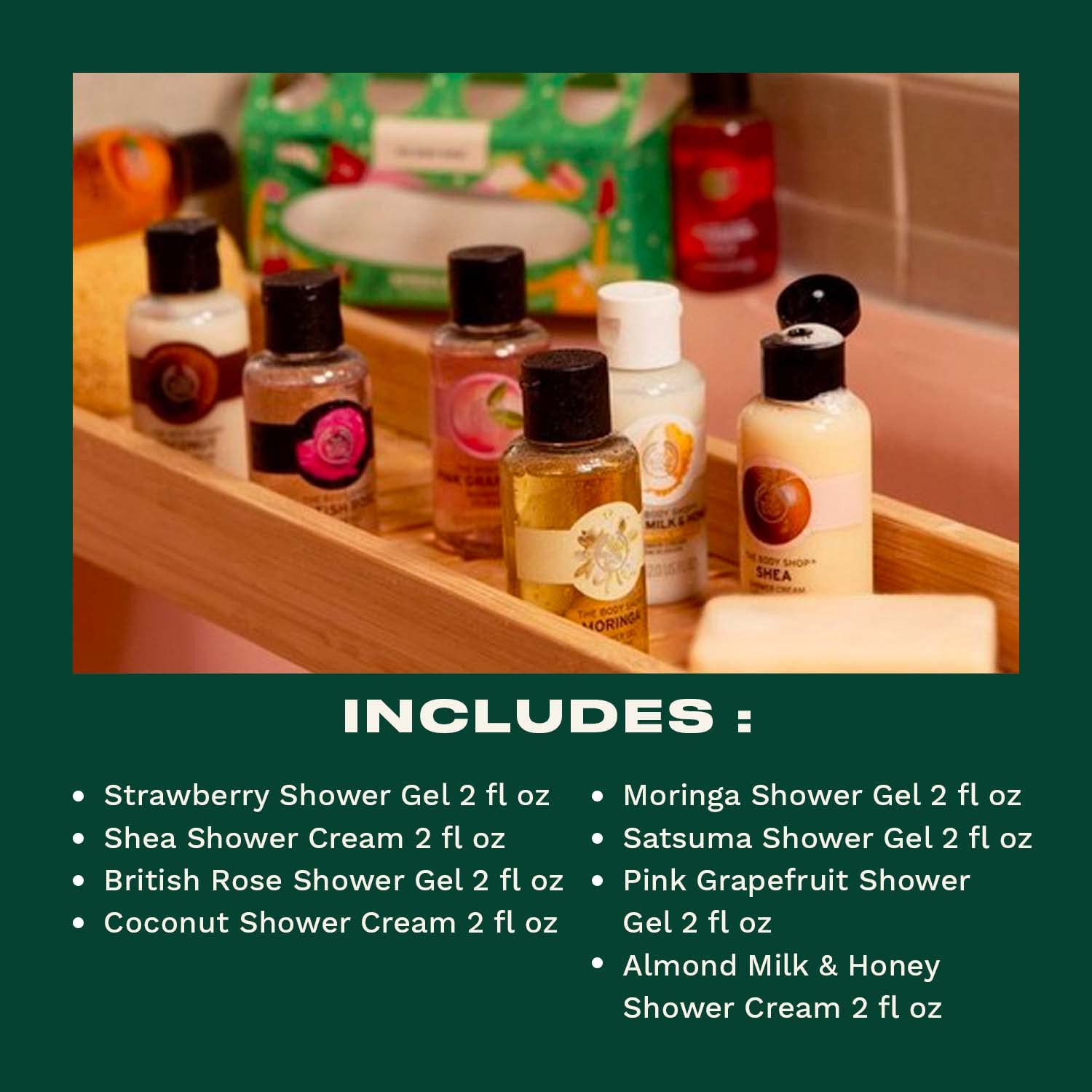 The Body Shop Refresh & Rejoice Shower Gels Gift Set, Contains 8 Creams, 60 ml