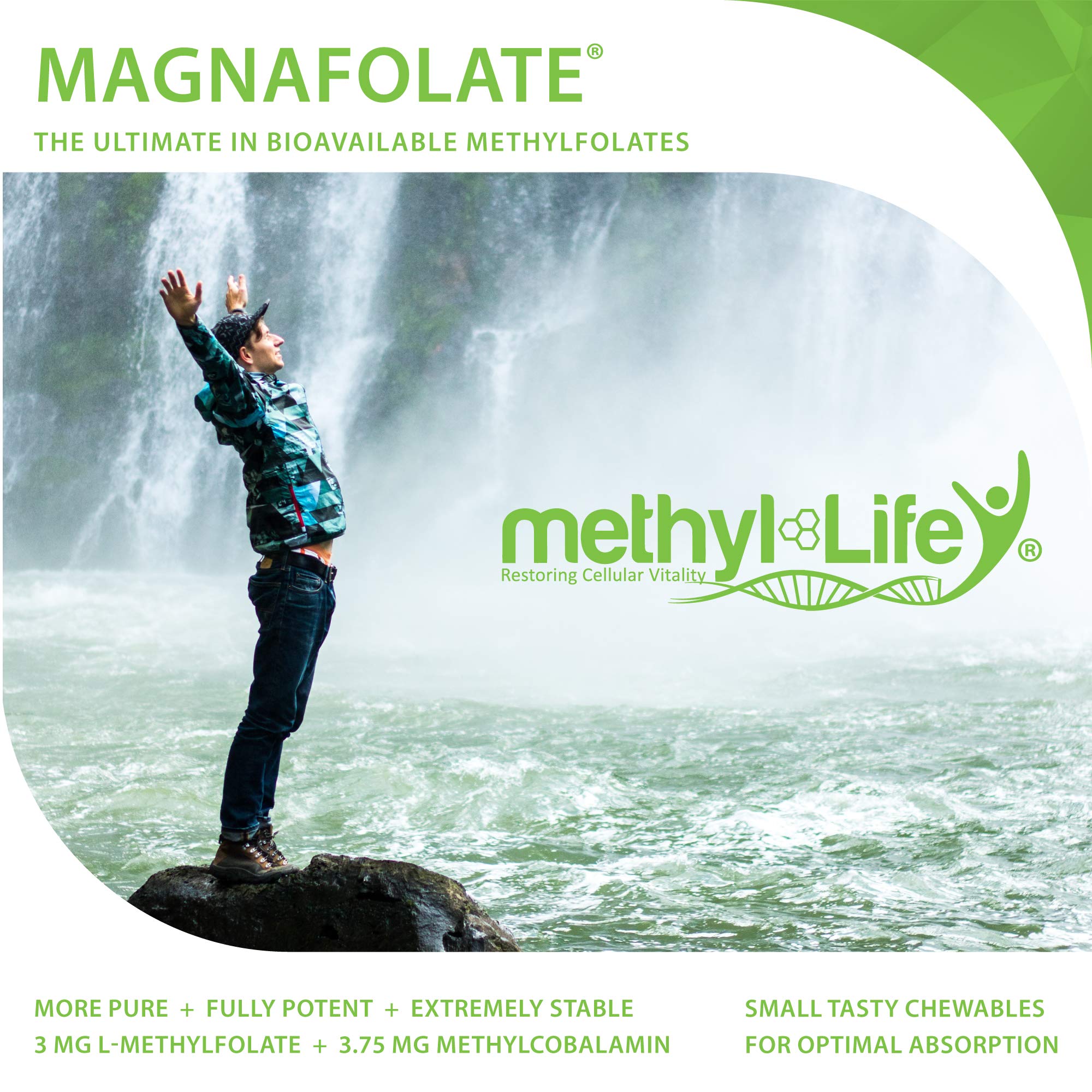 Methyl-Life B-Methylated II, Pure Pharmaceutical Grade Professional Strength Active Folate and B12 (as Methylcobalamin, 3.75 mg) - 3 Months Supply. Chewables