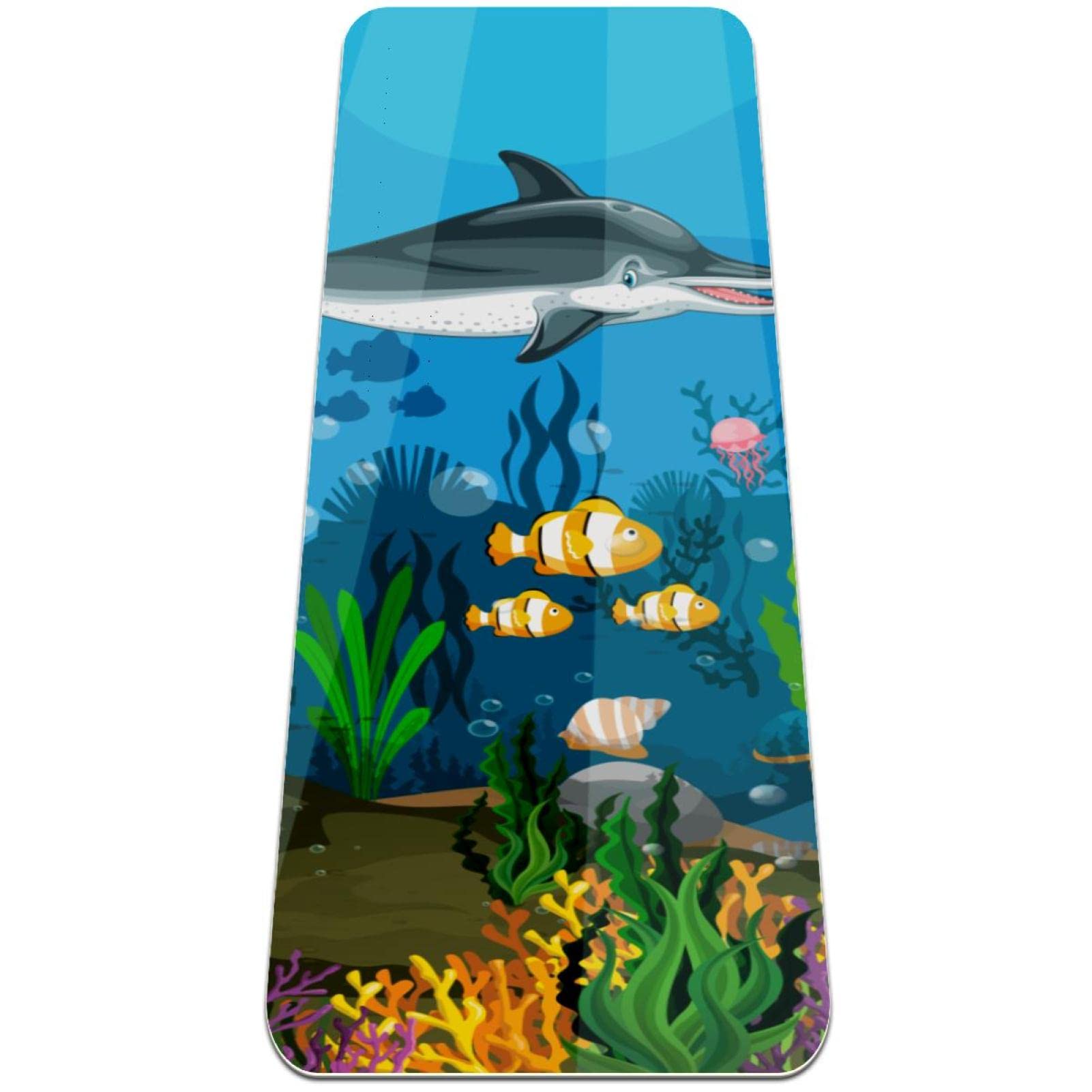 Yoga Mat, Yoga Mats for Home Workout, Workout Mat, Exercise Mats, Pilates Mat, Sea Animals Ocean Plants