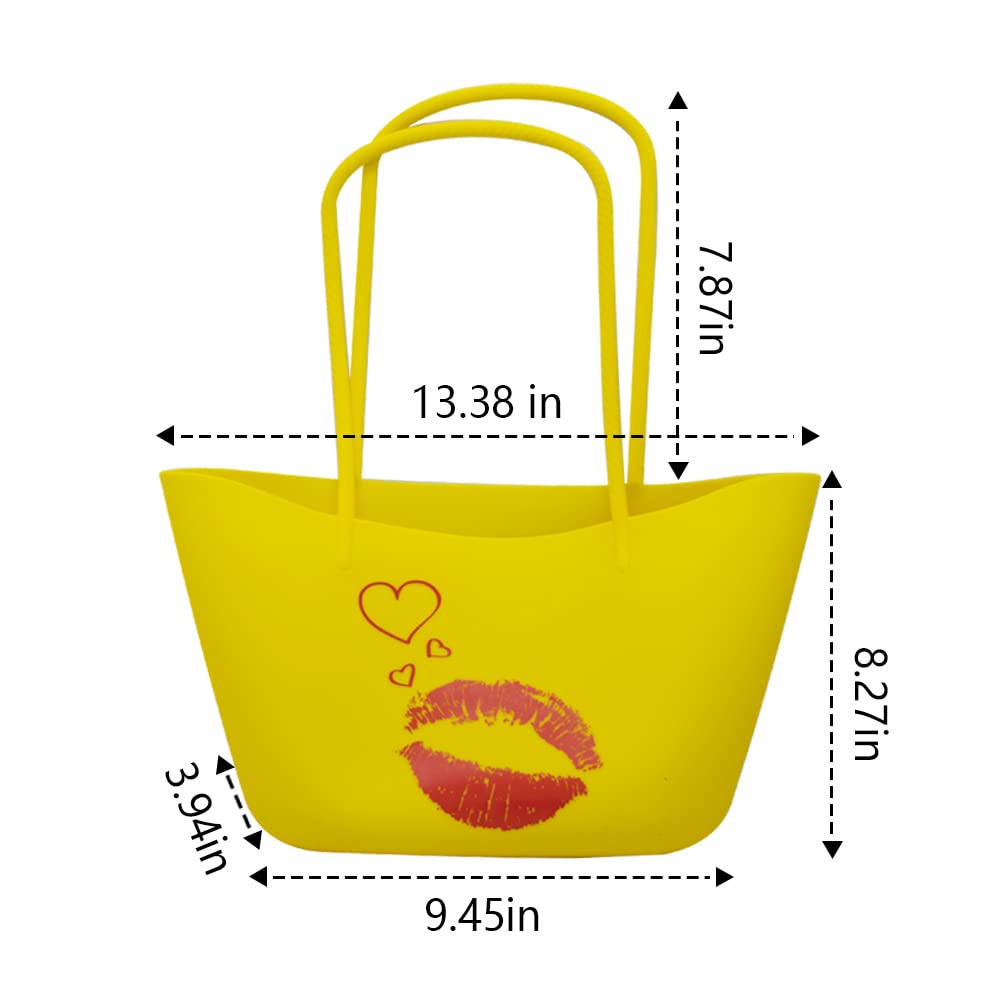 Women's Handbag Foldable Silicone Tote Bag-Silicone Handles-Silicone Beach Handbag for Kids Women Lightweight Tote Bag (Blue)