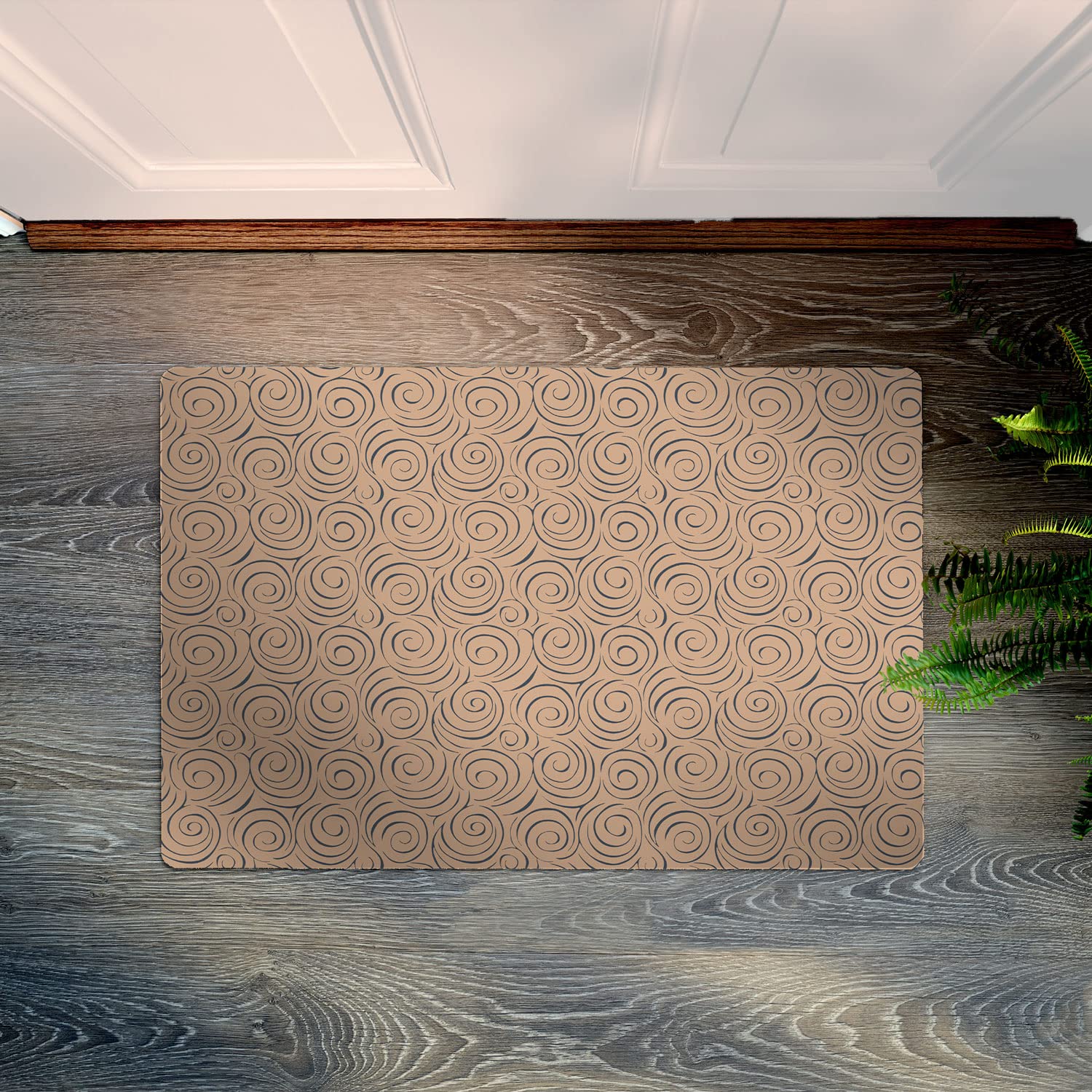 Shape28 Small Area Mat Ultra-Thin Kitchen Rug Entrance Mat with Non Slip Rubber Backing Size 20 inches x 16 inches Color Cappuccino Design 4T