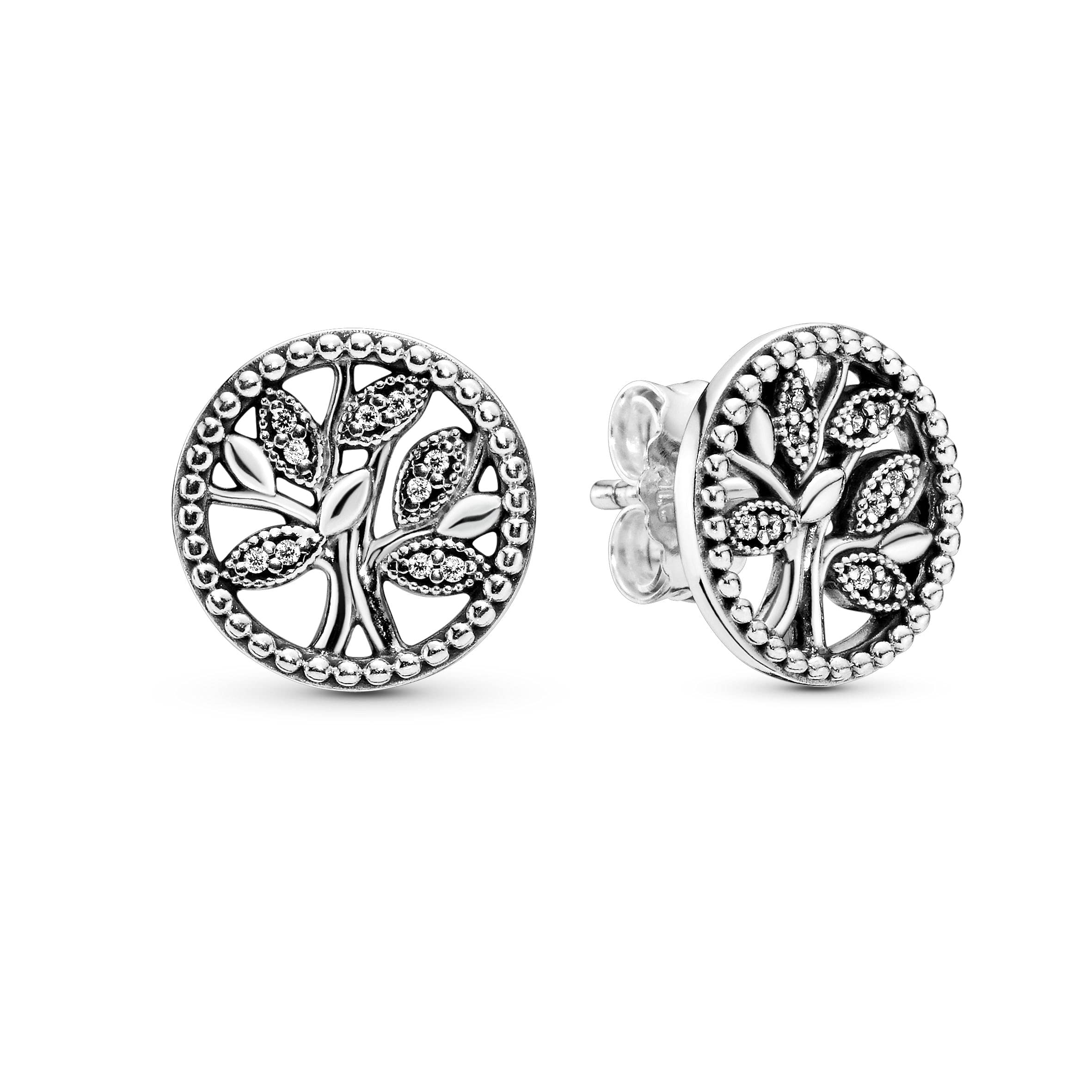 Pandora Jewelry Sparkling Family Tree Stud Cubic Zirconia Earrings in Sterling Silver
