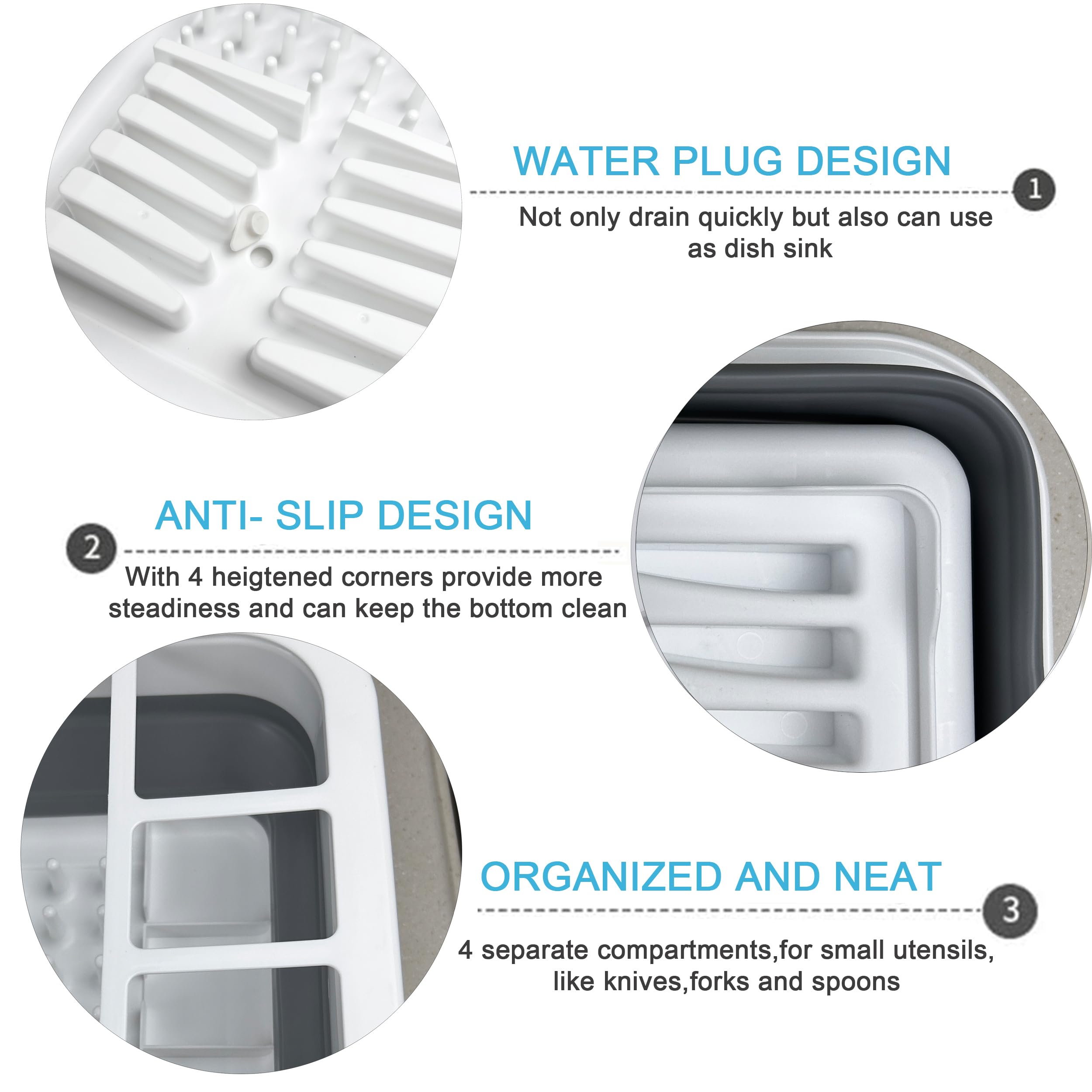 MontNorth Collapsible Dish Rack for Drying Dishes - Space-Saving and Foldable Design with Versatile Removable Components - Dinnerware Storage Organizer for Small Kitchen Space