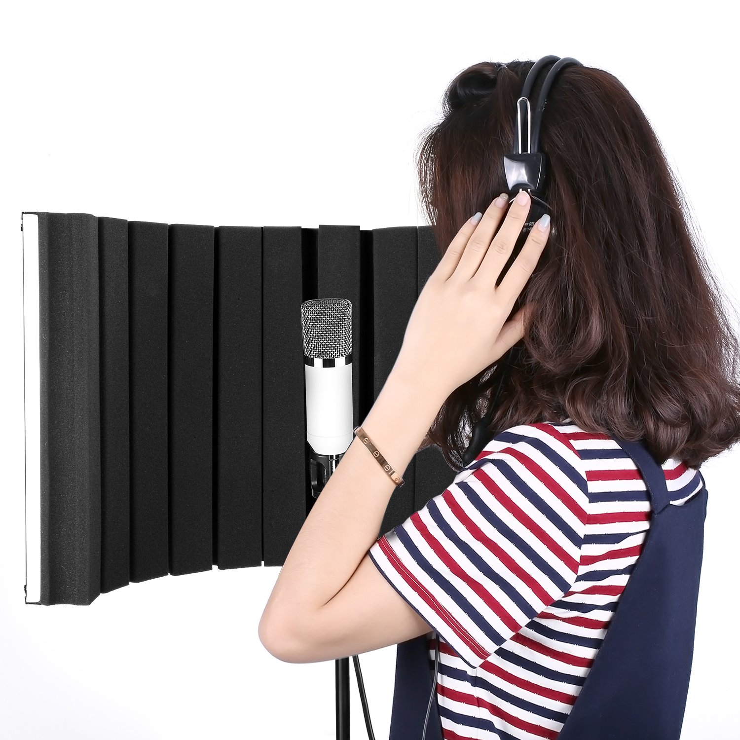 Neewer Portable Foldable Adjustable Microphone Voice Isolation Board Aluminum Microphone Shield with High Density Foam, Non-slip Feet (NW-9)