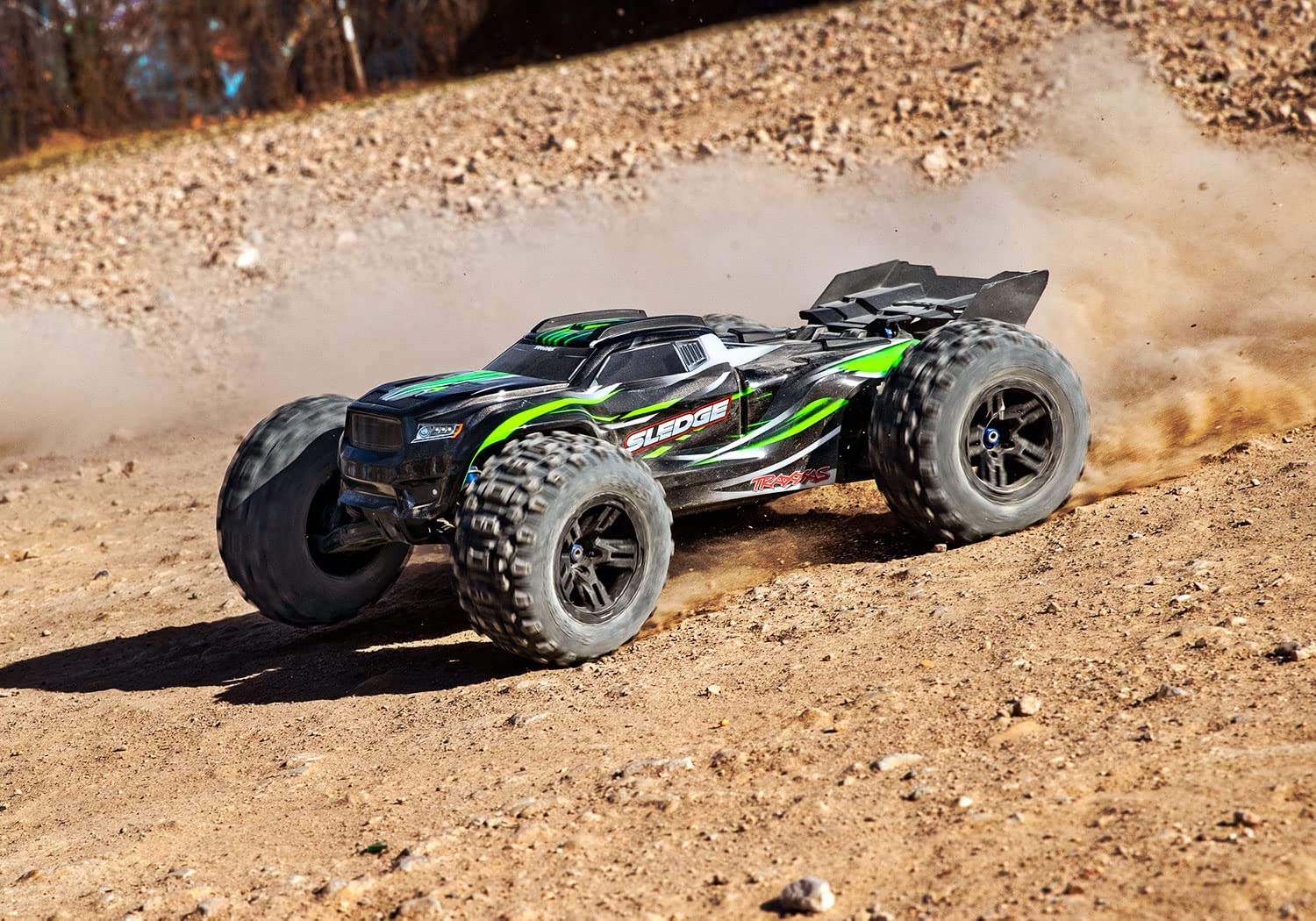 Traxxas Sledge® 1/8 Scale 4WD Off-Road Truck. Fully Assembled, Ready-to-Race®, with TQI™ 2.4GHZ Radio System, VXL-6S™ BRUSHLESS Power System, and PROGRAPHIX® Clipless Body - Green