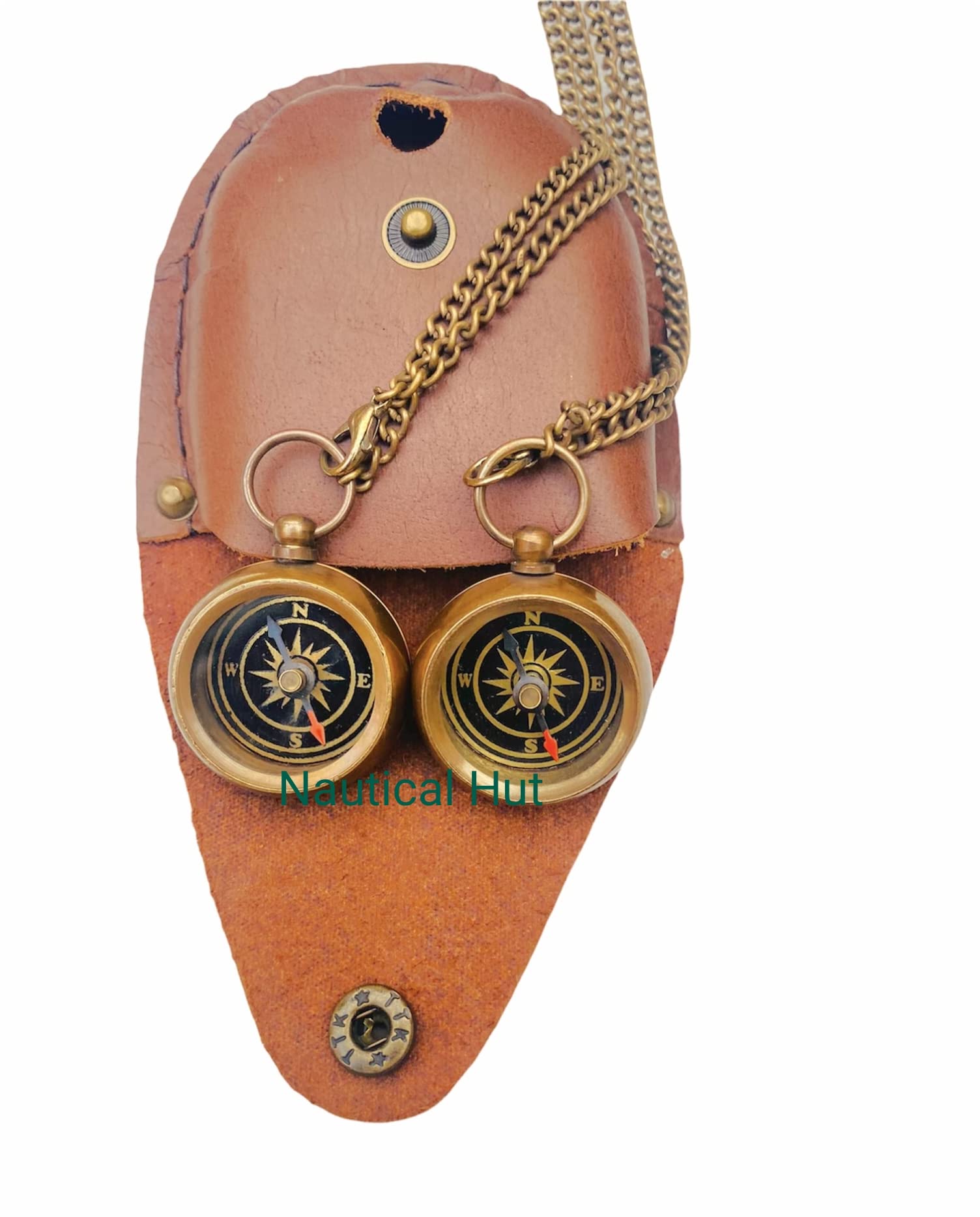 Nautical Hut Your Tommy Your Tubbo Brass Locket Nautical Pocket Compass with Leather Carry