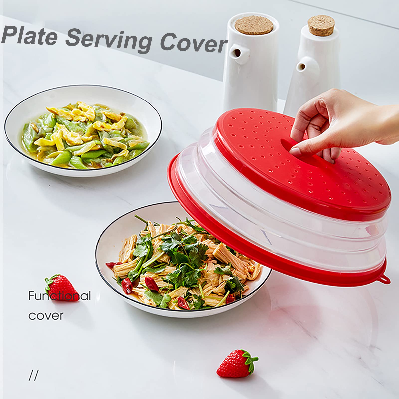 Vishui Upgraded Collapsible Microwave Lid, Vented Microwave Splatter Cover, Vegetable Fruit Cleaning Basket, 10.5 inches with Hook Hole, Multi-function Kitchen Gadget, BPA Free, Dishwasher Safe