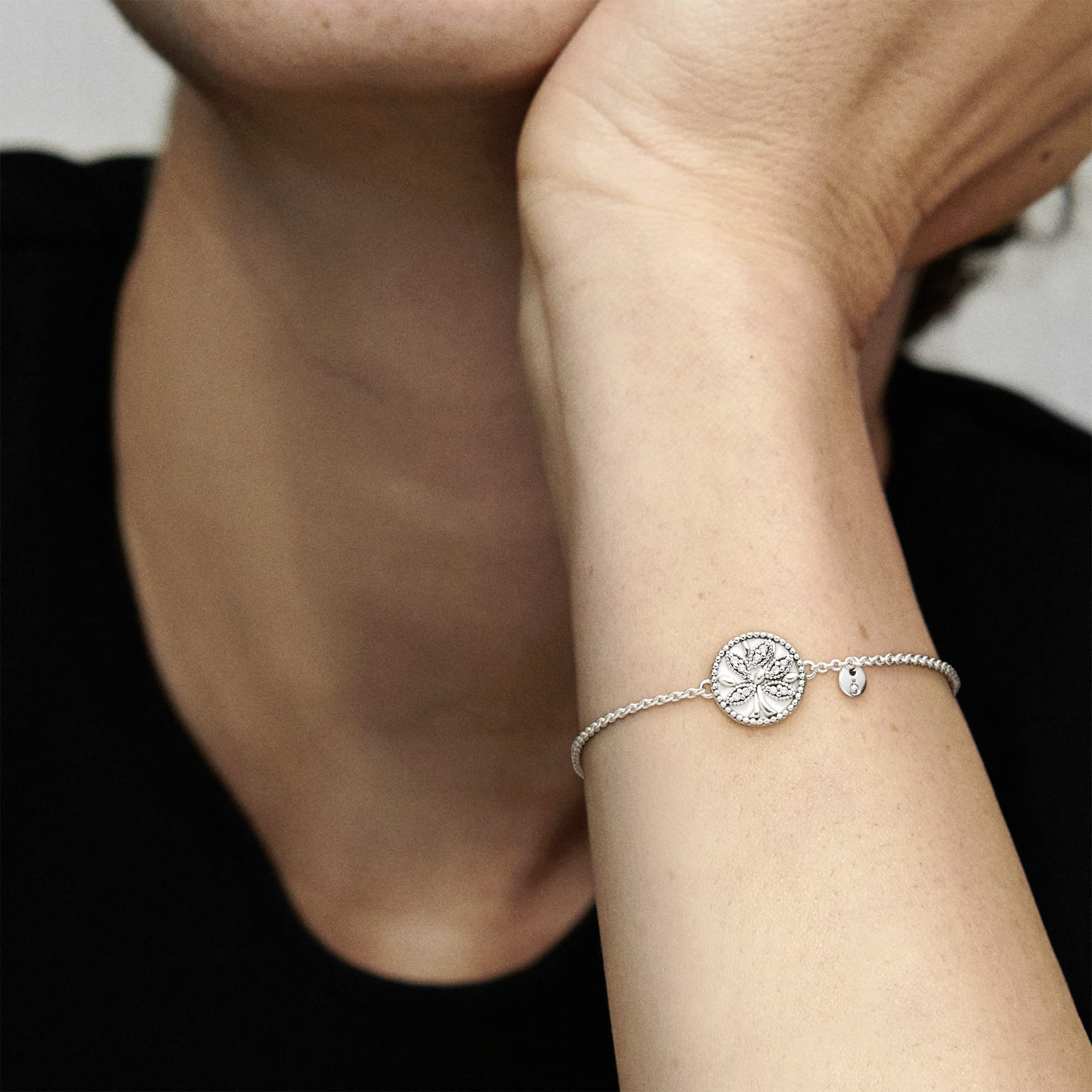 Pandora Jewelry Sparkling Family Tree Slider Cubic Zirconia Bracelet in Sterling Silver, 7.1"