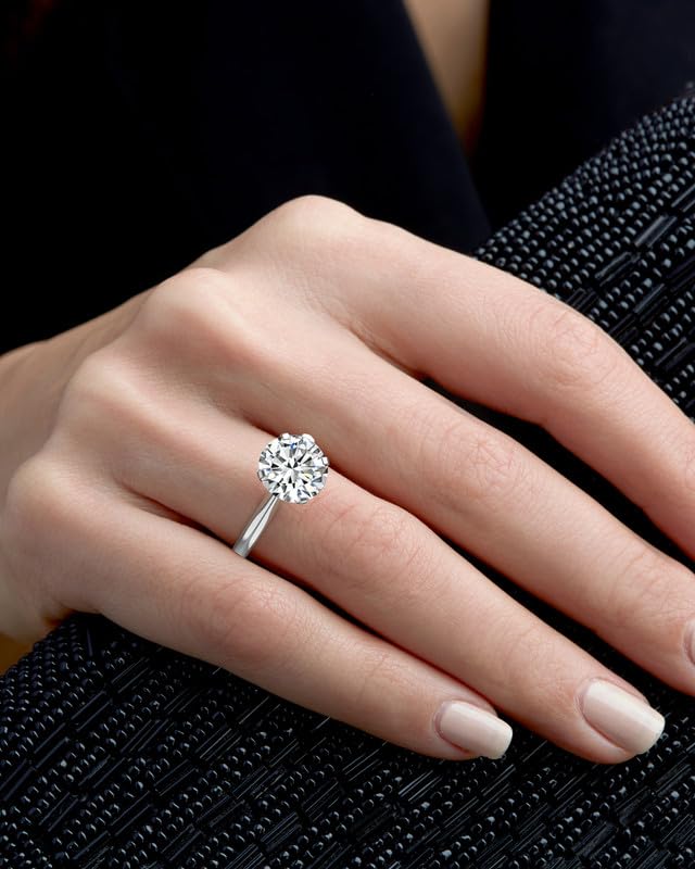 PREVELI 925 Sterling Silver Band Channel Set Moissanite Engagement Ring Simulated Diamond Rings For Women Size 6