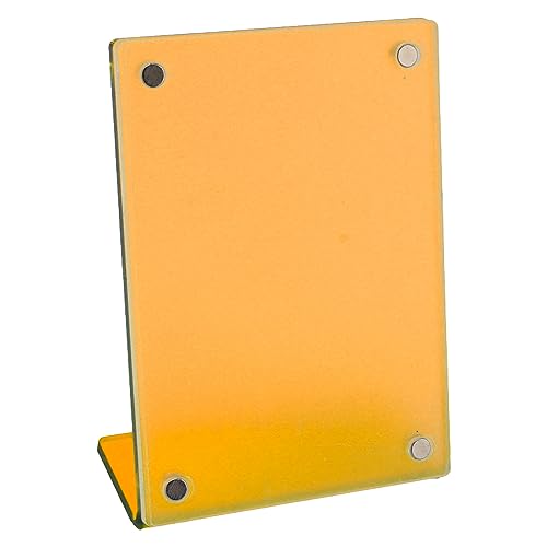 Slanted Back Photo Frame, Self Standing Photo Frame Durable Wide Application for Business Cards for Livingroom (Orange)