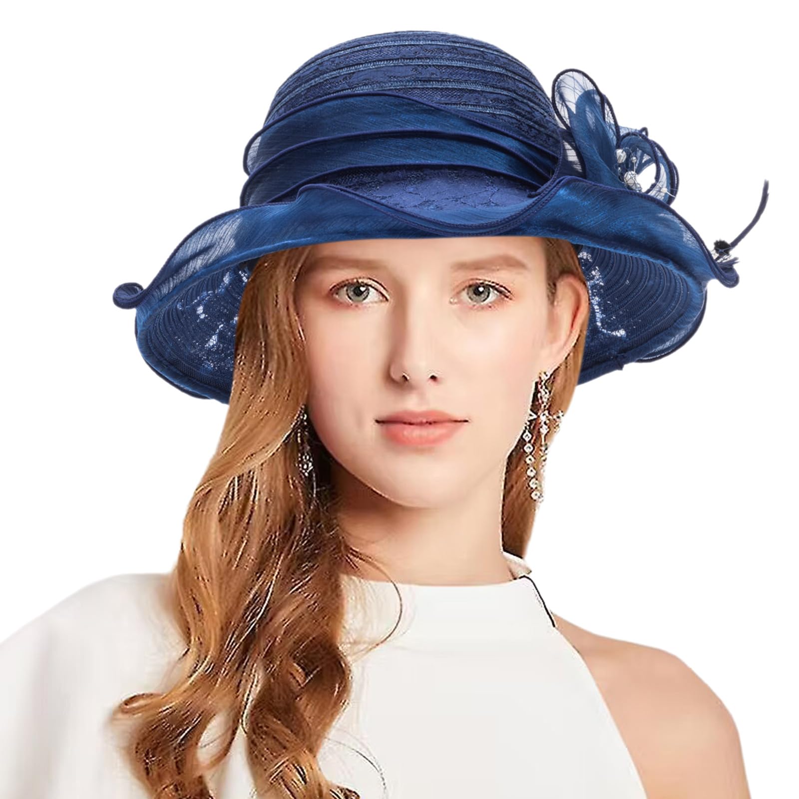 Women's Kentucky Hat Derby Church Dress Hat Fascinator Tea Party Hats Navy Blue