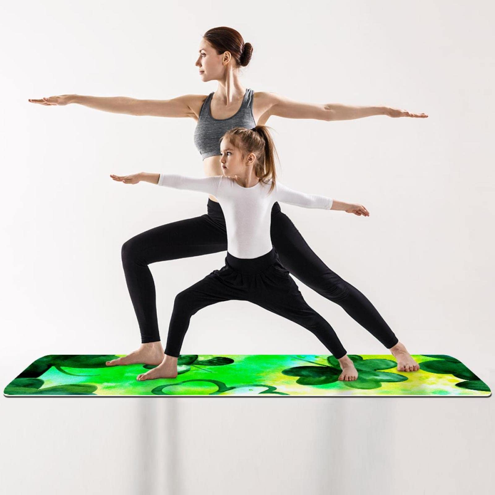 Yoga Mat, Yoga Mats for Home Workout, Workout Mat, Exercise Mats, Pilates Mat, St-Patrick's Day Green Clover Doodle pattern