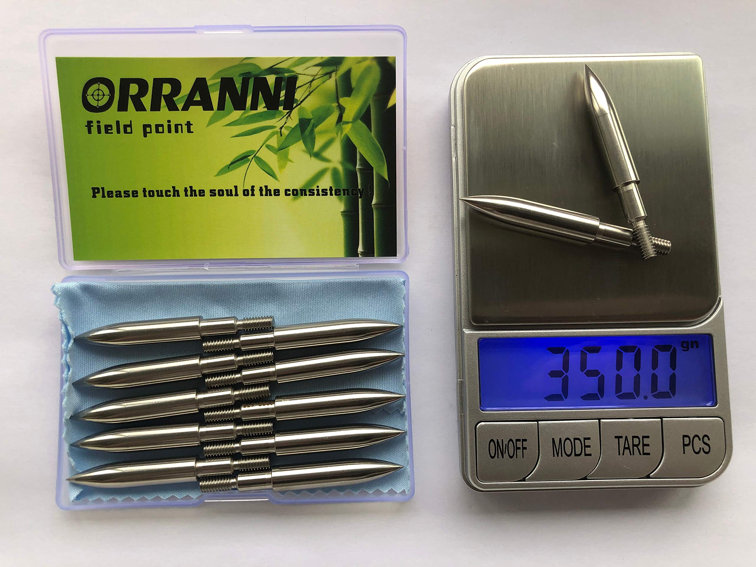 ORRANNI Stainless Steel Archery Field Points,9/32" Outside Diameter,175 Grains,Screw in Archery Field Tips(1 Dozen)