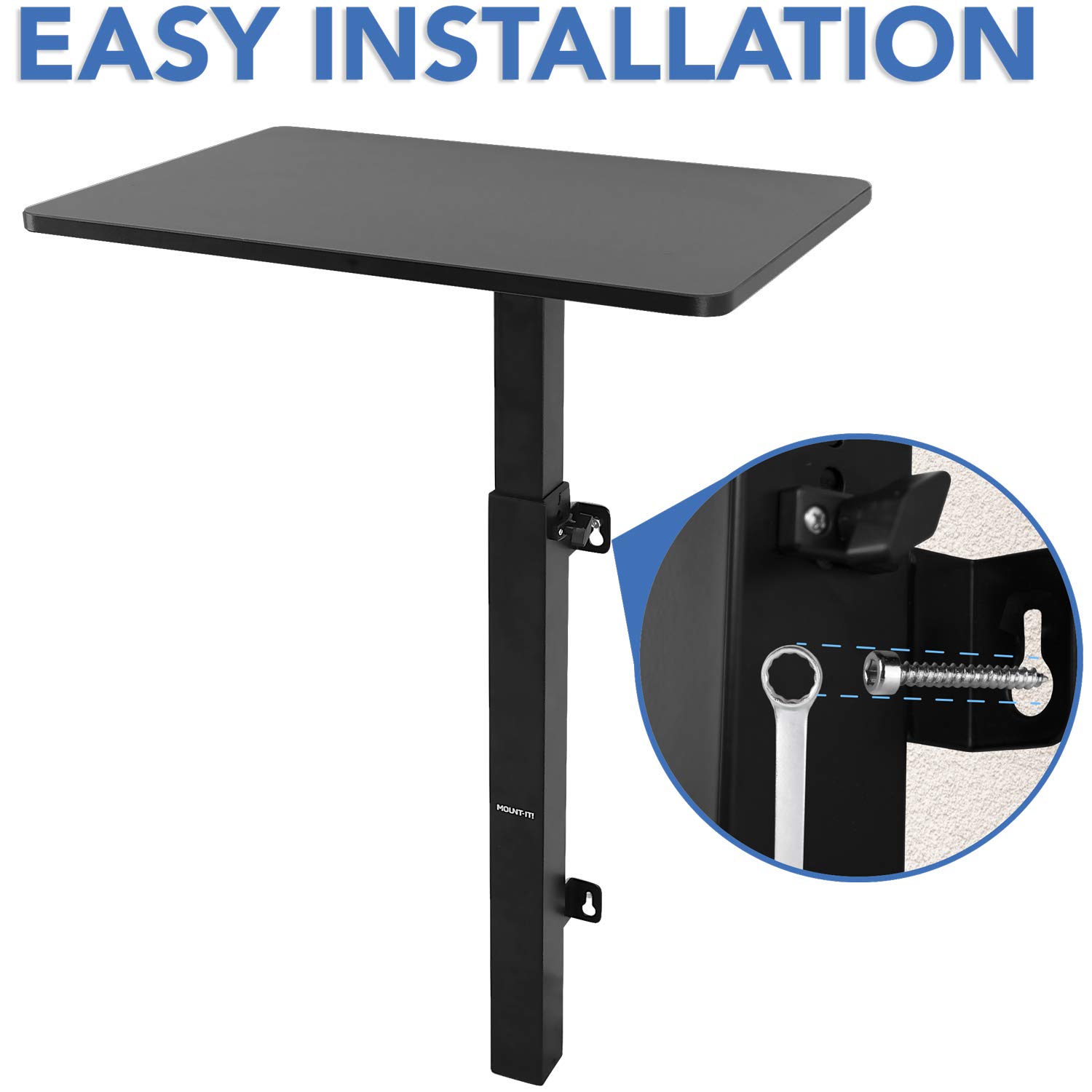 Mount-It! Height Adjustable Wall Mounted Workstation | Sit Stand Floating Computer Desk with 24x16 Inch Surface for Laptops and Desktops