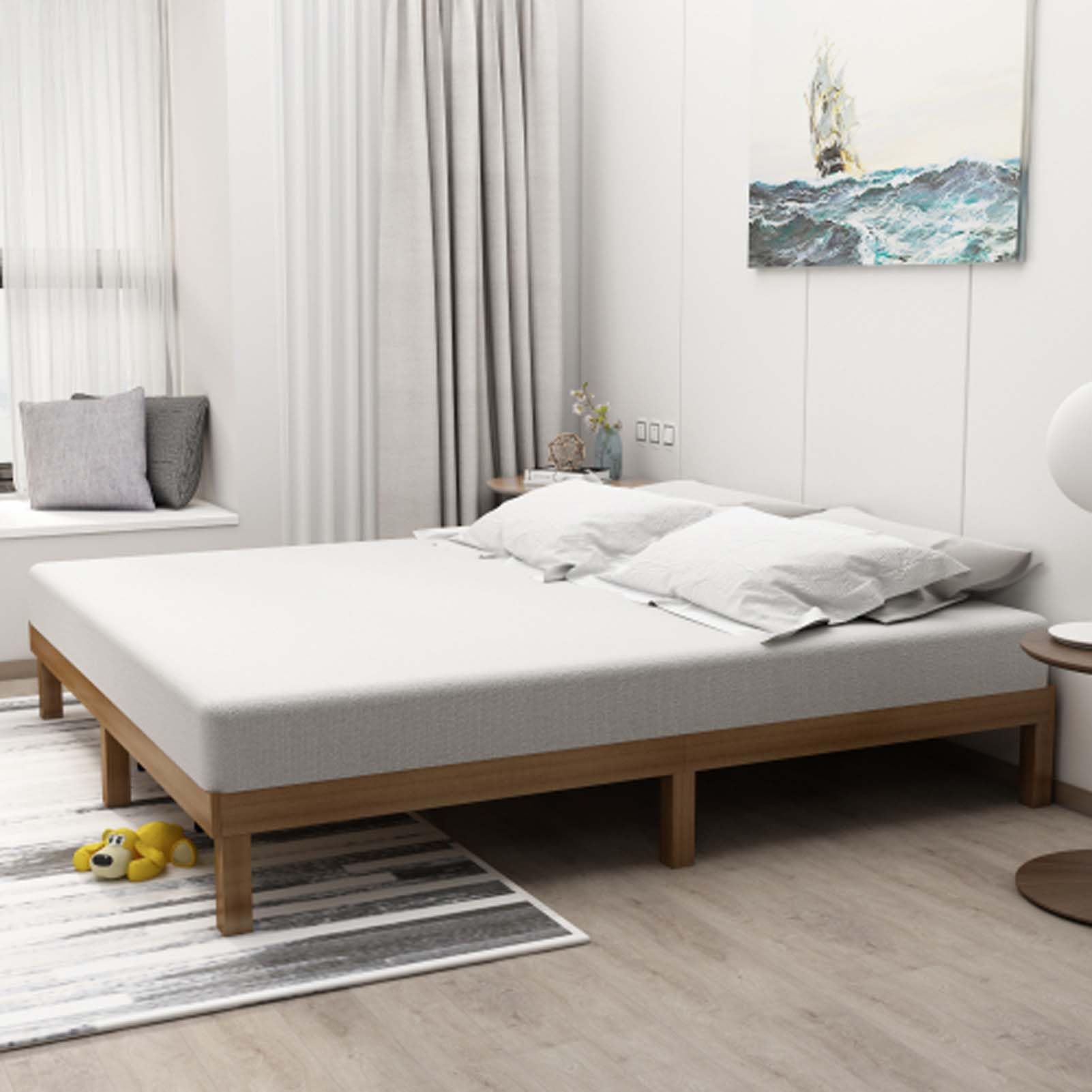 OTRIEK King Bed Frame, Wood Platform Bed Frame with Strong Wood Slat Support, No Box Spring Needed for Teens Adults Bedroom, Noise Free/Easy to Install (King)