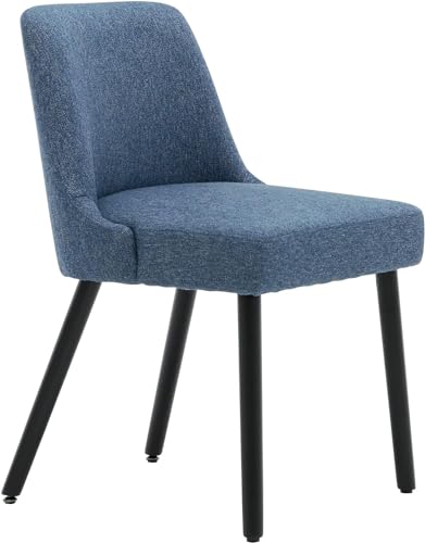 MINCETA Dining Chair,Morden Wood Leg Upholstered Kitchen Chair Set of 2,Performance Fabric in Navy