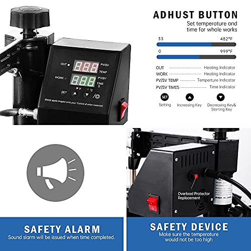 Pro 8 in 1 Heat Press Machine 12x15 Combo Teflon-Coated, Upgrade Slide Out Drawer Tshirt Press, Premium Aluminum Hat Press, Multifunction Swing Away Heat Transfer Press for T Shirts/Cap/Mug/Plate