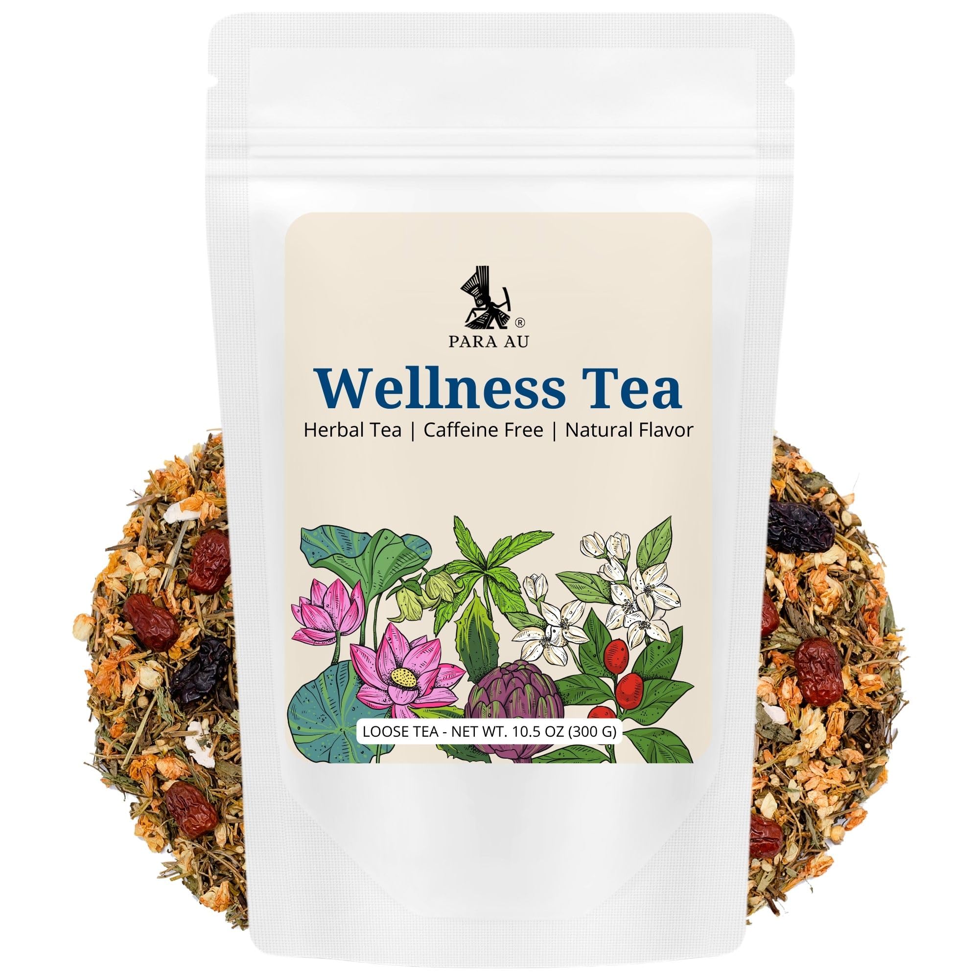 Wellness Tea, Caffeine Free, Relax, Rebalance, Digestion, Loose Leaf Herbal Tea, 10.5oz | PARA AU