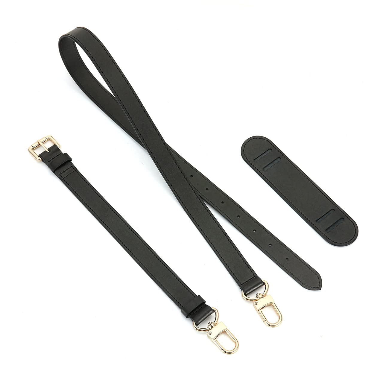 OULARIO Cross Body Replacement Strap for Keep All 45 50 55 Speedy 35 40 Black with Silvver hardware