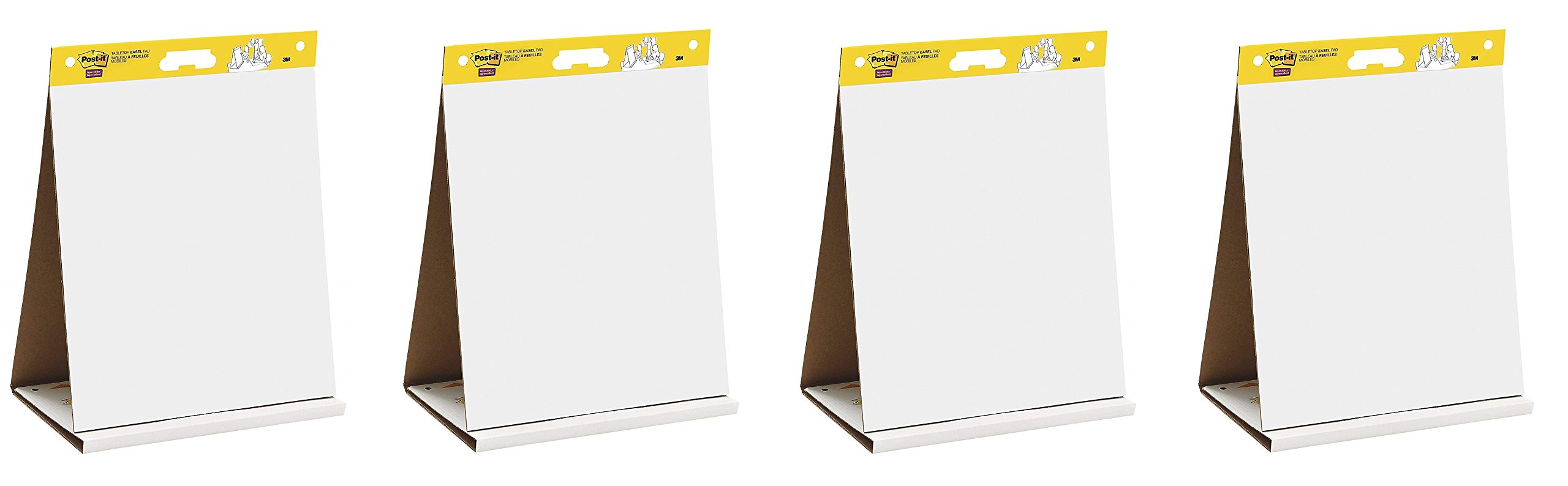 Post-it Super Sticky Tabletop Easel Pad, 20 x 23 inches, 20 Sheets/Pad, 1 Pad (563 DE), Portable White Premium Self Stick Flip Chart Paper, Dry Erase Panel, Built-in Easel Stand (Pack of 4)