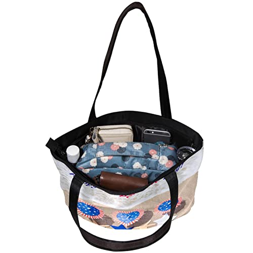 Women's Large Size Canvas Shoulder Bag Hobo Crossbody Handbag Casual Tote, Independence Day 4th of July