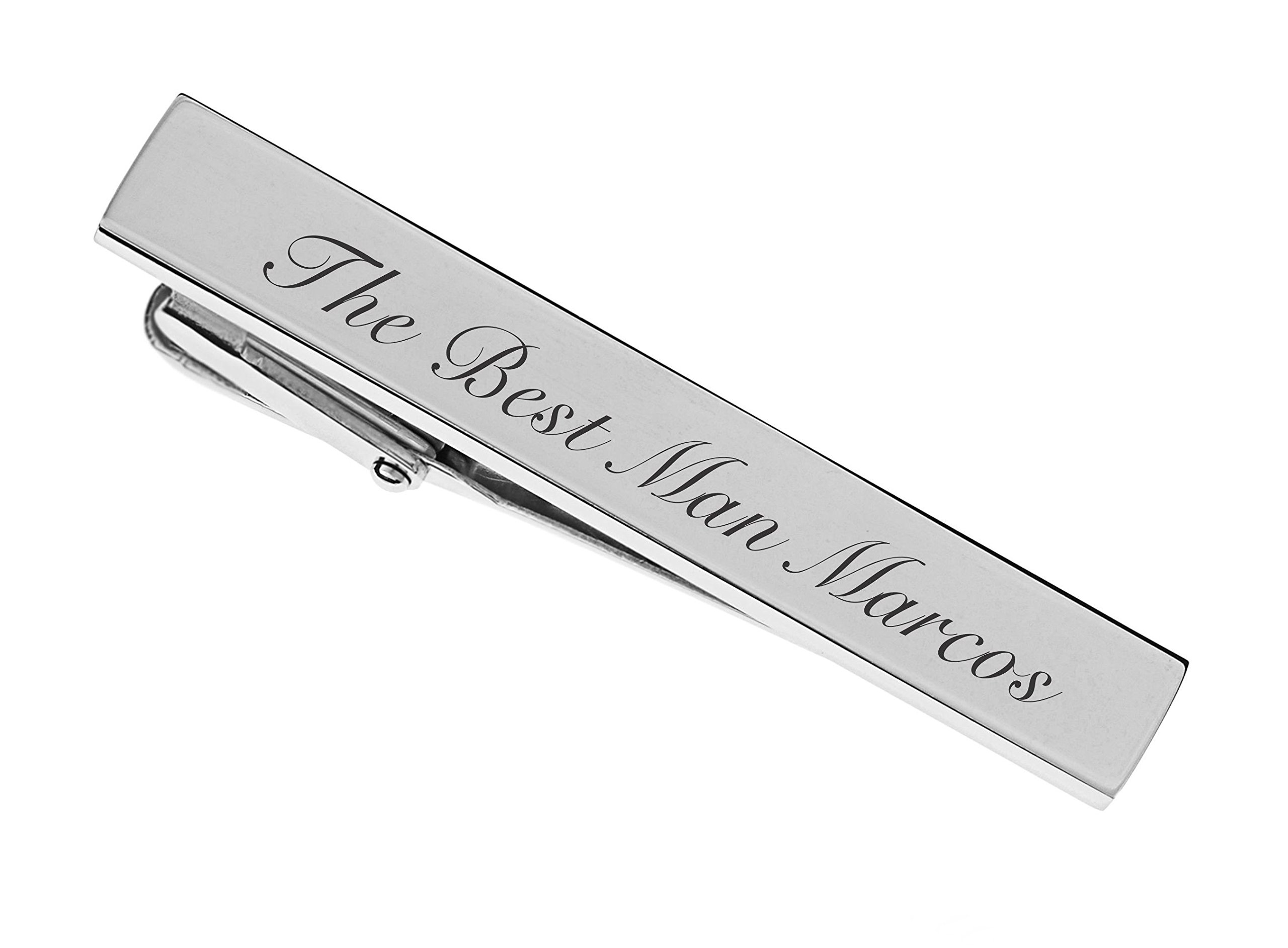 Personalized Hand Polished Silver Stainless Steel Tie Clip Custom Engraved Free - Ships from USA