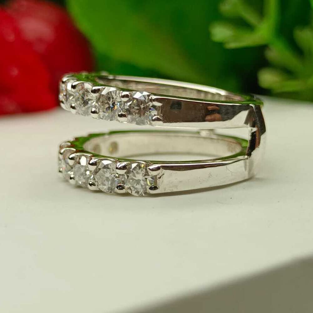 RITZIN Enhancer Round Brilliant Cut White Moissanite Diamond 925 Sterling Silver Ring Guard - 3 MM (6)