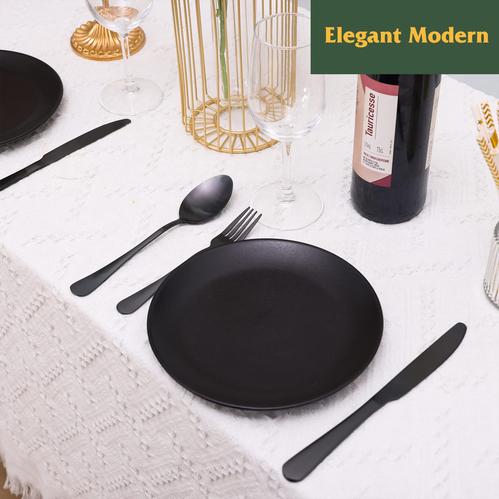 Moretoes Black Cutlery Set, 30pcs, Black Silverware Set, Matte Black Silverware Set, Stainless Steel Cutlery Set for 6, Black Cutlery Set