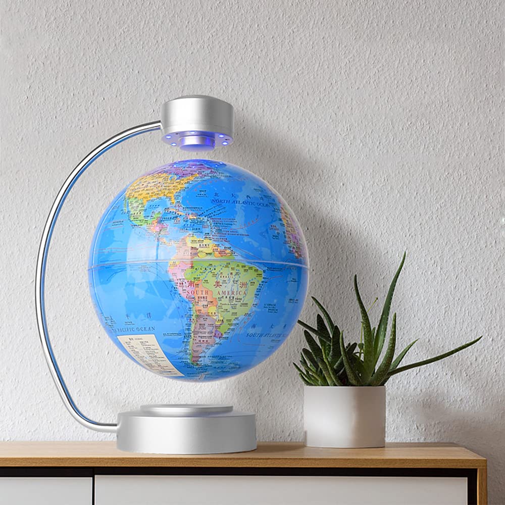 Spolehli Magnetic Levitation Globe, 8 Inch Multi-color Changing Floating Globe, World Map Globe Multi-color, Birthday Halloween Christmas Gifts Present for Women