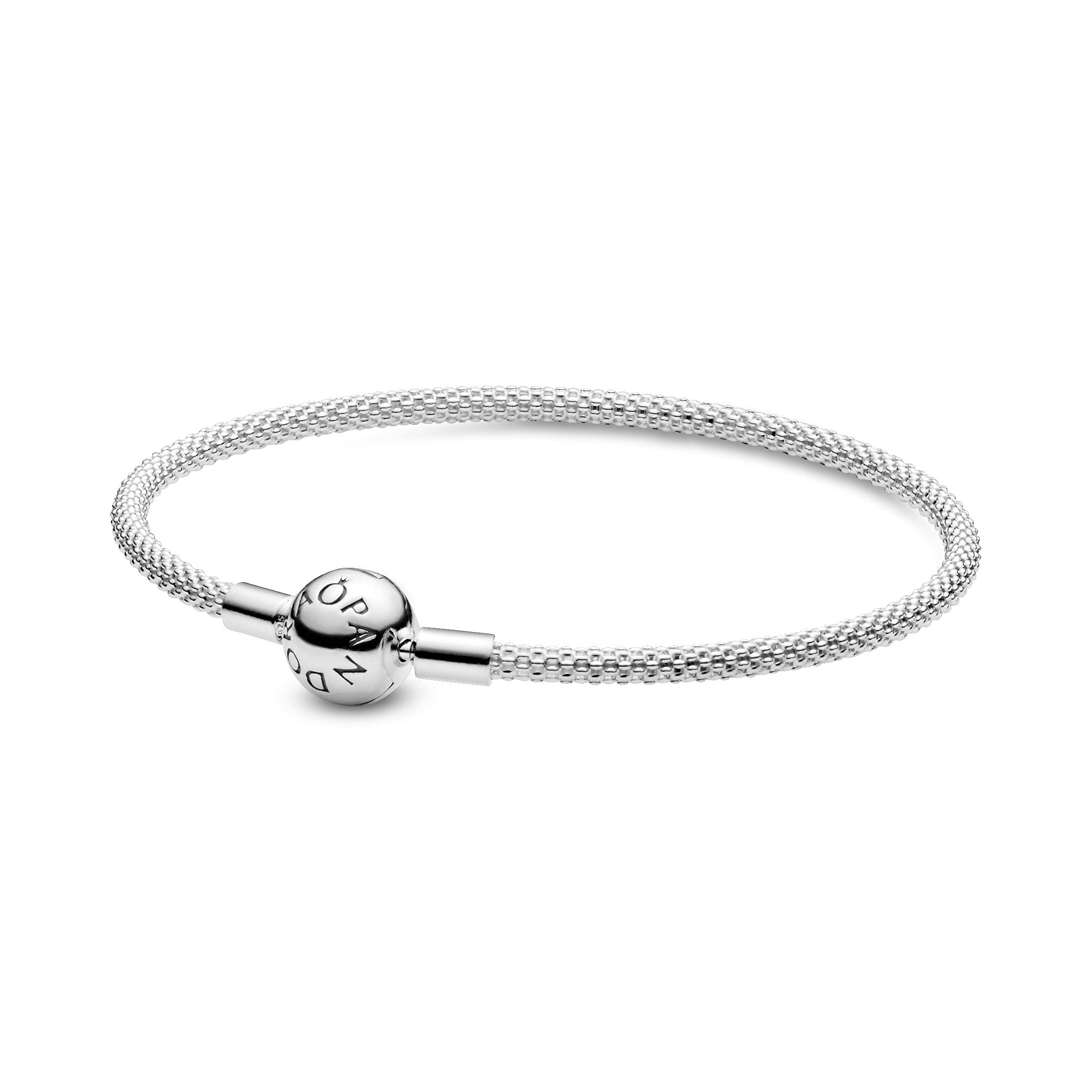Pandora Moments Mesh Bracelet - Sterling Silver Charm Bracelet for Women - Compatible Moments Charms - Features Sterling Silver - Gift for Her - 8.3"