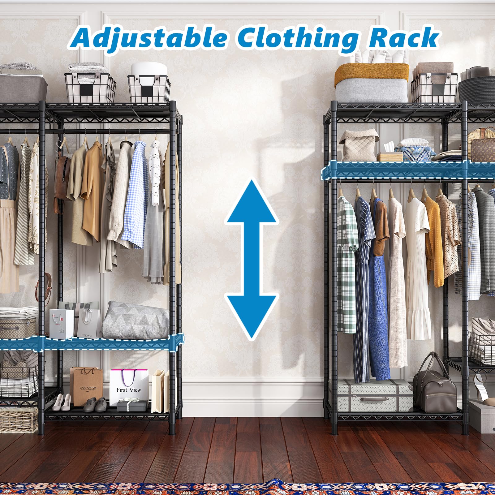 Raybee Heavy Duty Clothes Rack with Cover Loads 795 LBS Clothing Racks for Hanging Clothes Portable Closet Metal Clothes Racks for Hanging Clothes Wire Garment Rack 56" W* 16" D*75.5" H
