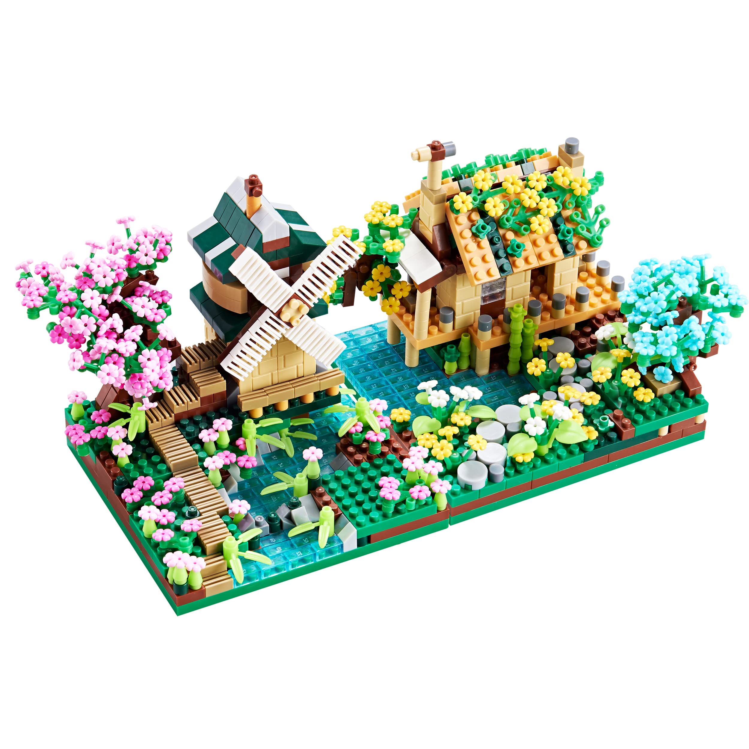Taj Mahal Architecture and Collection Model Botanicle Sakura Tree House Flowers Micro Building Blocks Set, Gift for Adults Kids