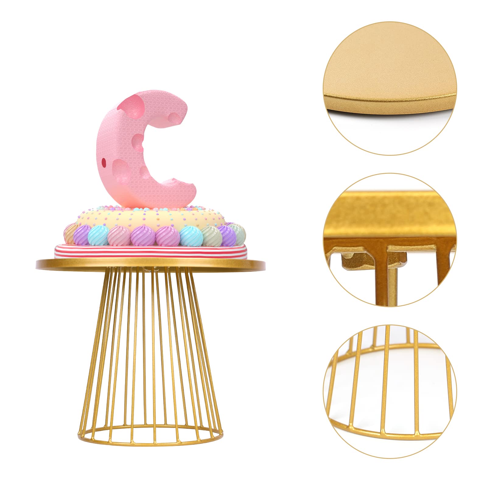 Sunormi Maygone 2pcs Modern Metal Gold Cake Stands Plate Set with Geometric Base Cupcake Stand Dessert Display Stands for Parties Table Decoration(8",10")