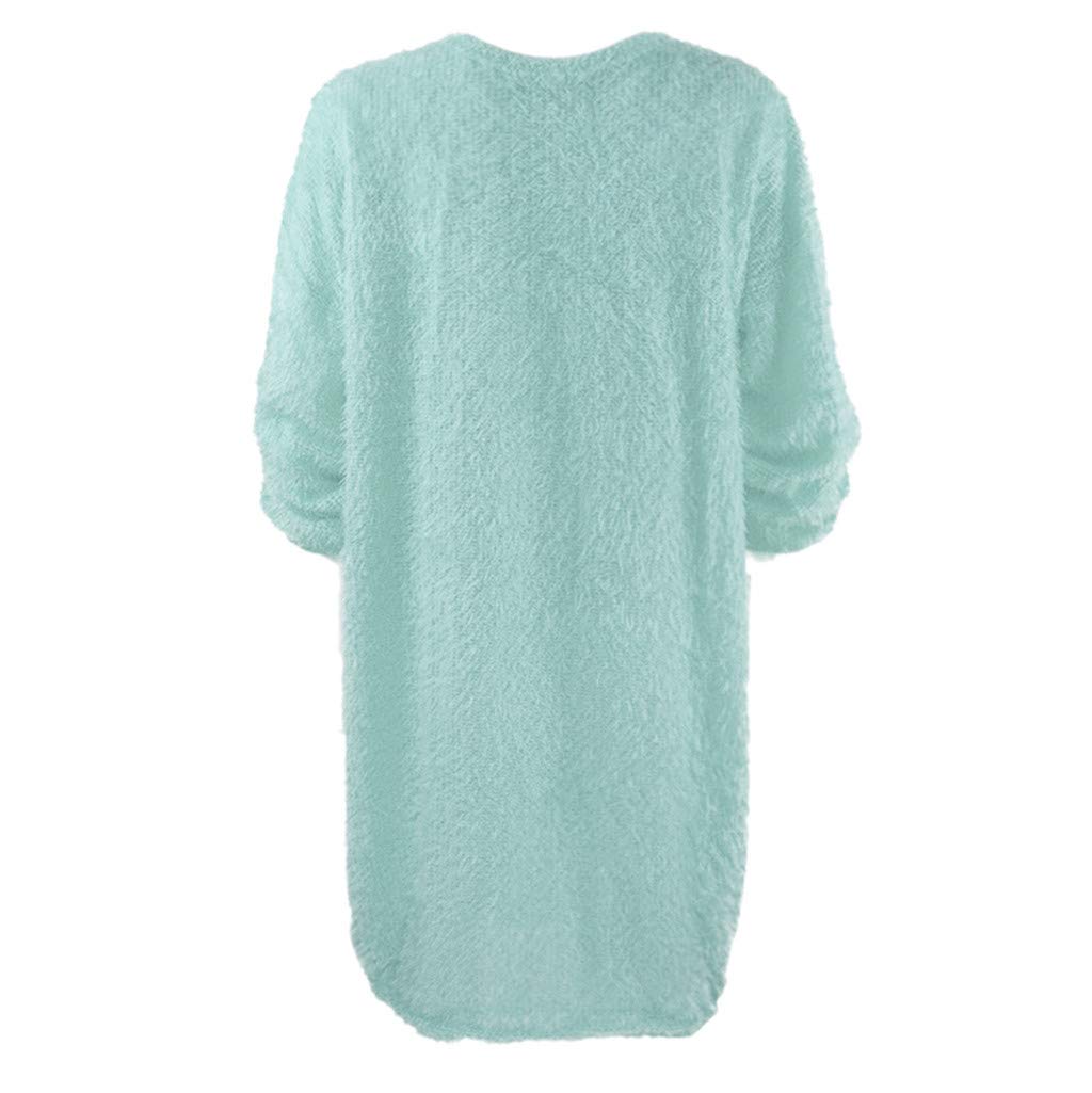Solid Round Neck Dress for Women Plush Sweater Long Sleeve Dress Shift Loose Sweatshirt Dress Sky Blue