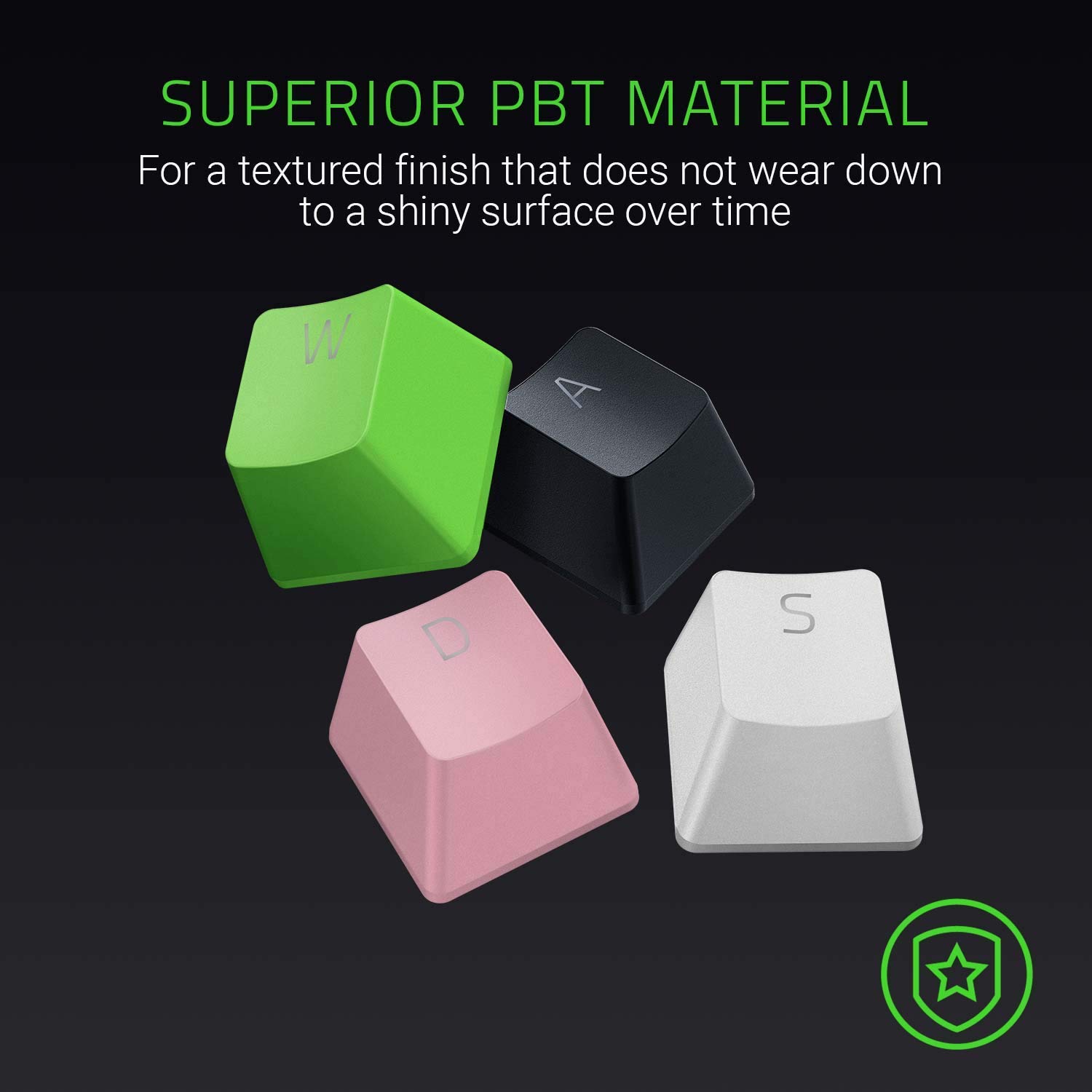 Razer Doubleshot PBT Keycap Upgrade Set for Mechanical & Optical Keyboards: Compatible with Standard 104/105 US and UK layouts - Razer Green (Renewed)