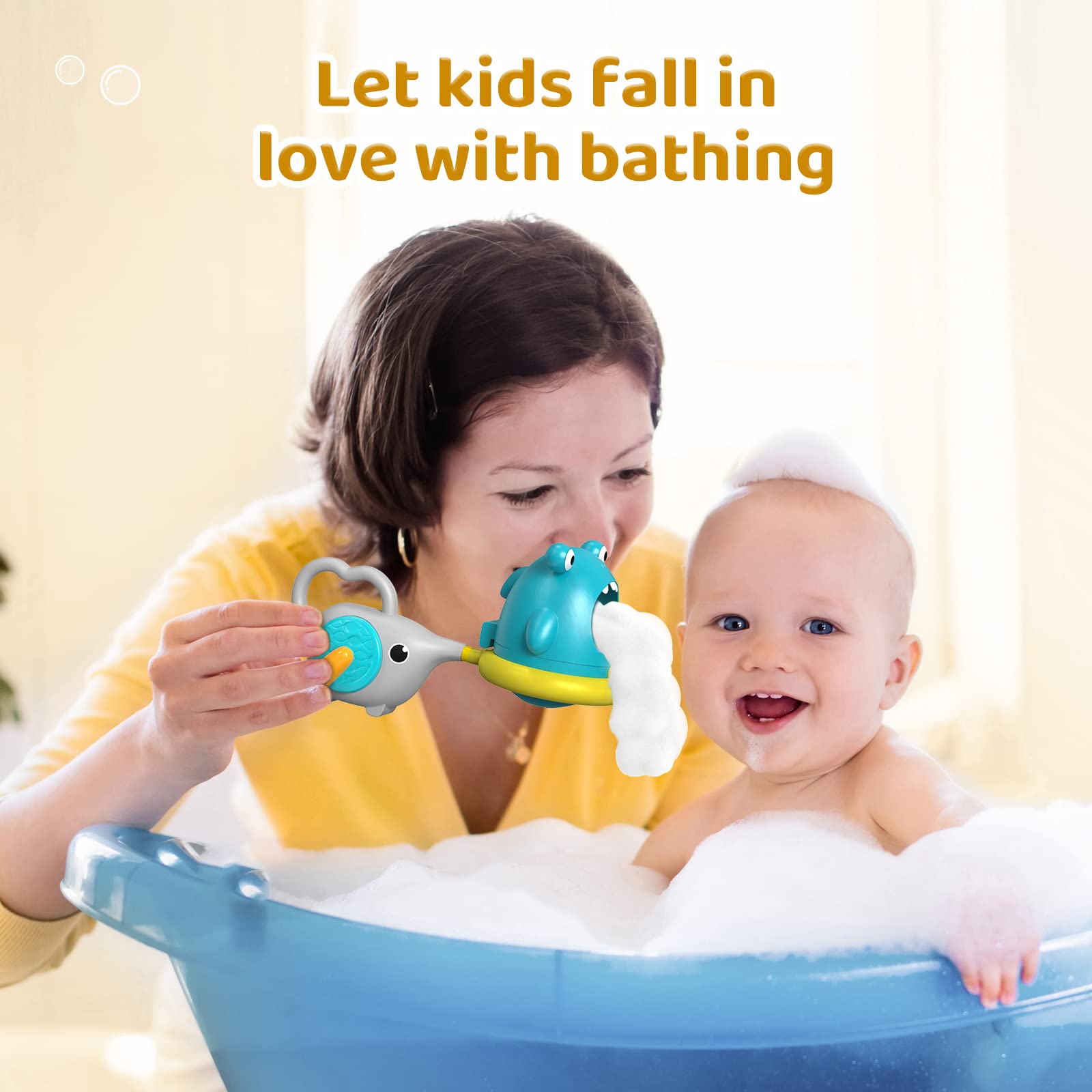 Upgraded Bath Toys for Toddlers 3+, Cute Shark Kids Bath Toys, Manually Bath Bubble Maker for Bathtub with More Safety and Interactivity