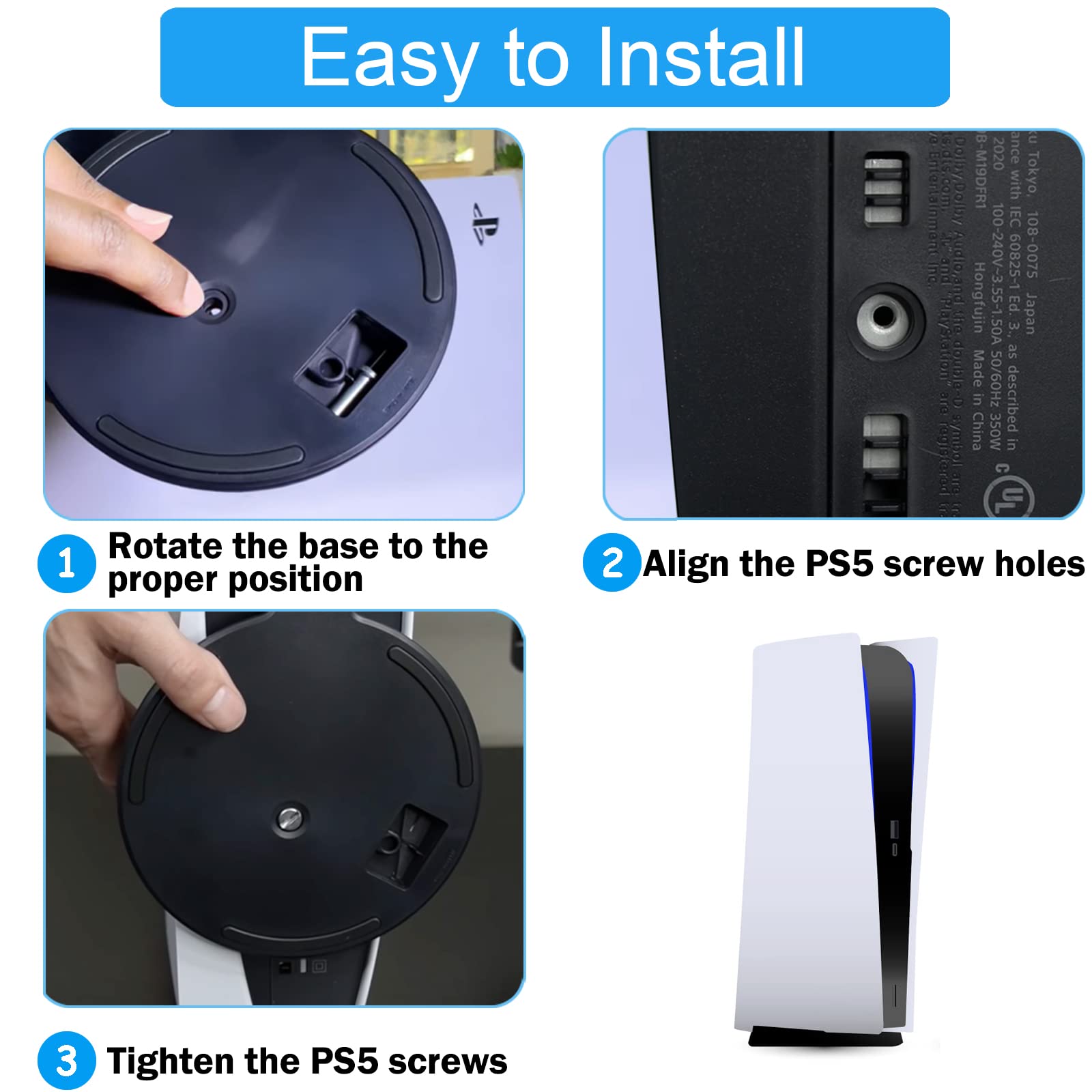 Screw Replacement for PS5/ Vertical Stand Screw Holder Bottom Screw Fixing Screws Replacement for Playstation 5 PS5 Game Console Base Stand Support Screws Digital Edition and Disc Version Repair Kit