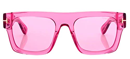 Tom Ford FAUSTO FT 0711 Ashiny Transparent Fuchsia/Pink 53/20/145 unisex Sunglasses
