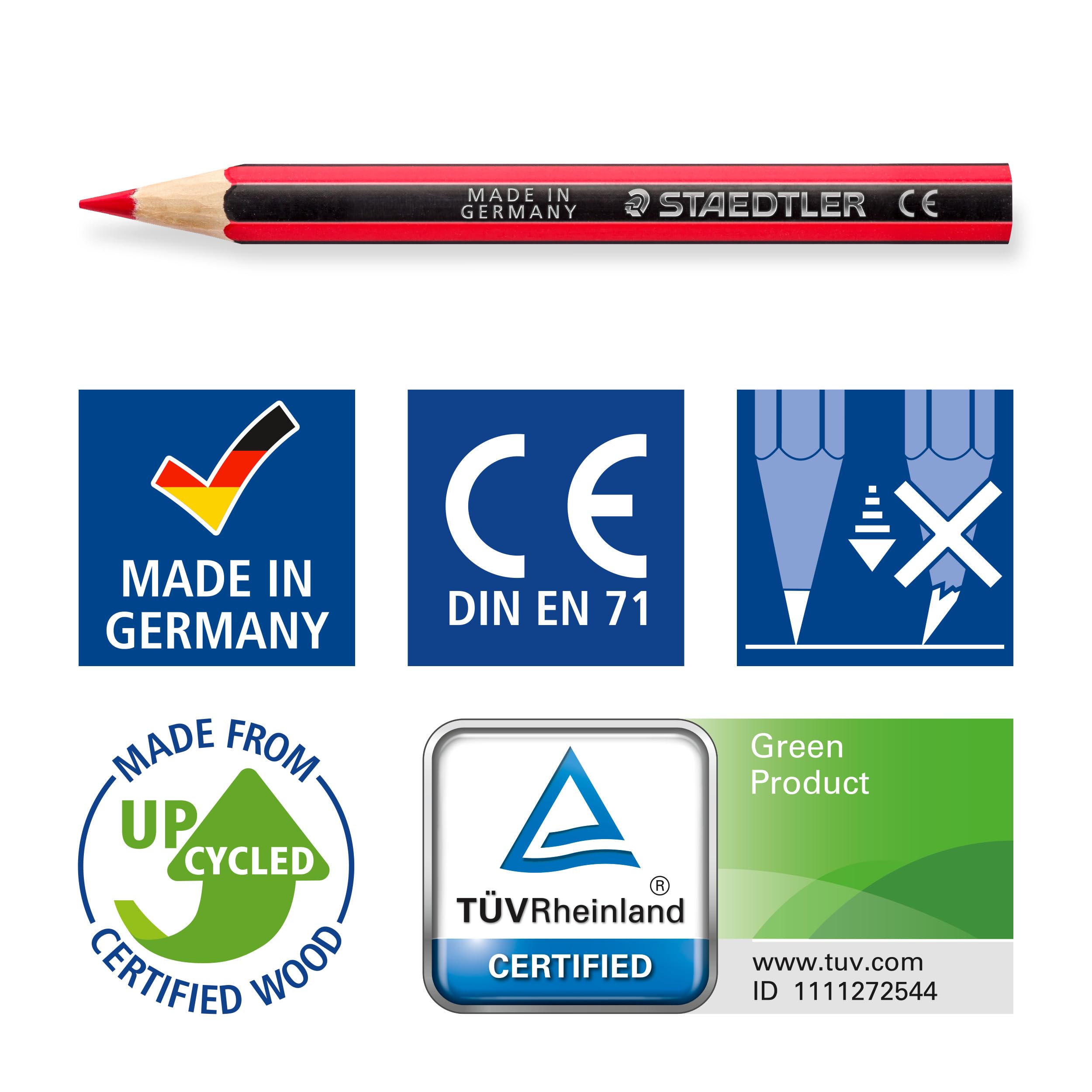 STAEDTLER 185 01 C12 Noris Colour Half-Length Pencils - Assorted Colours (Pack of 12)